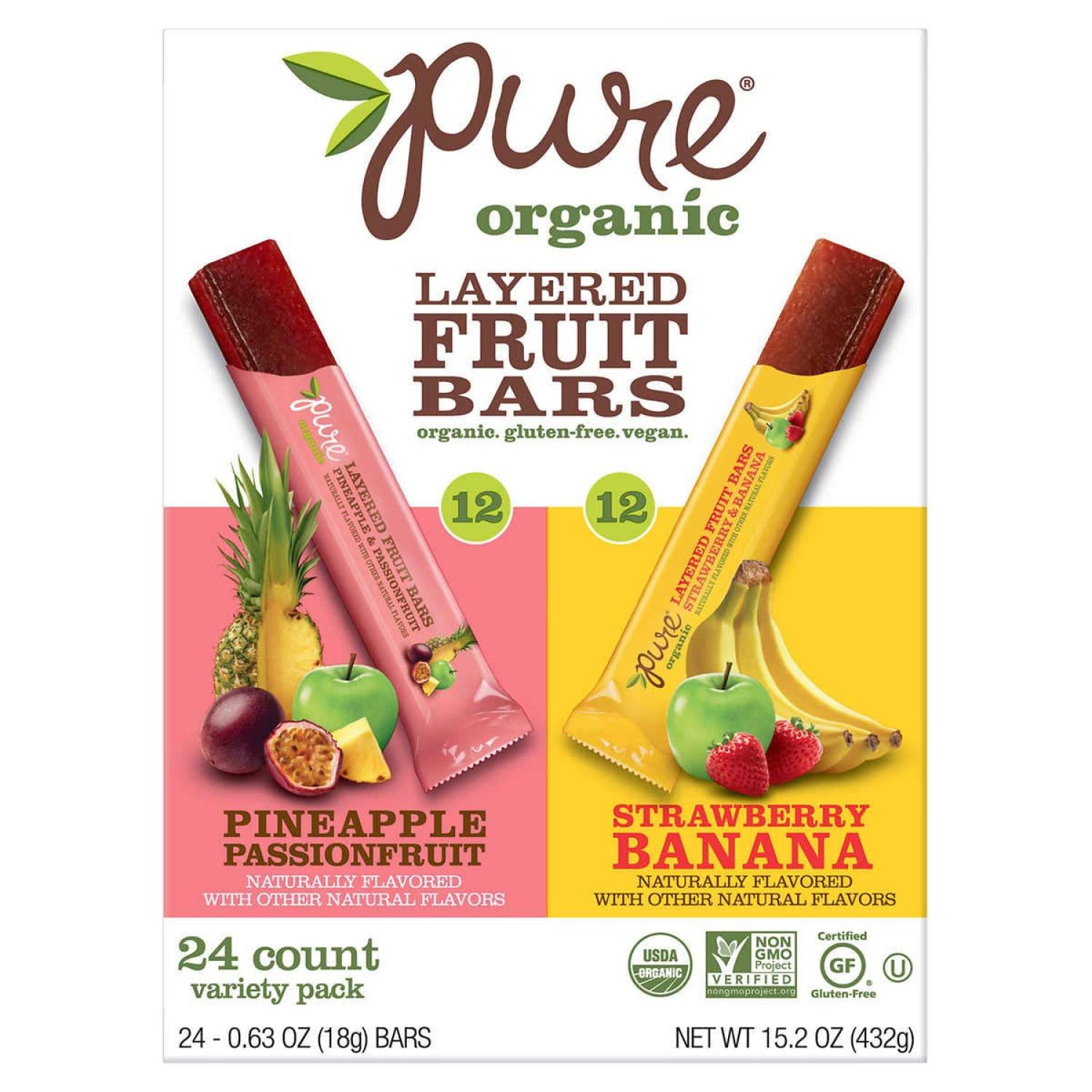 Pure Organic Layered Fruit bar Variety Package, 12 - Pineapple ...