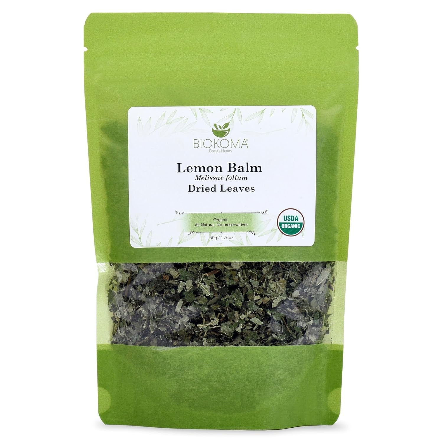 Pure and Organic Lemon Balm (Melissae folium) Dried Leaves 50g (1.76oz ...