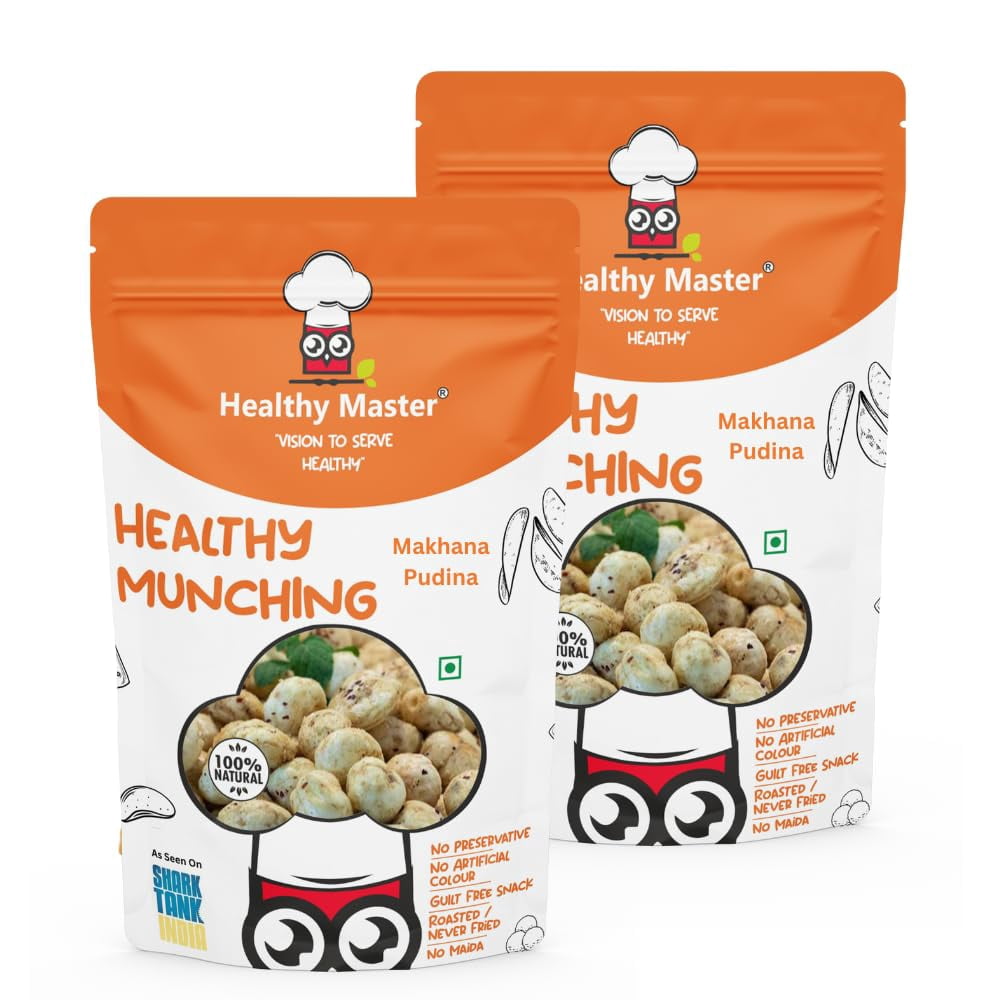 Pure Organic Pudina Roasted Makhana (Fox Nuts) By Healthy Master 240gm ...