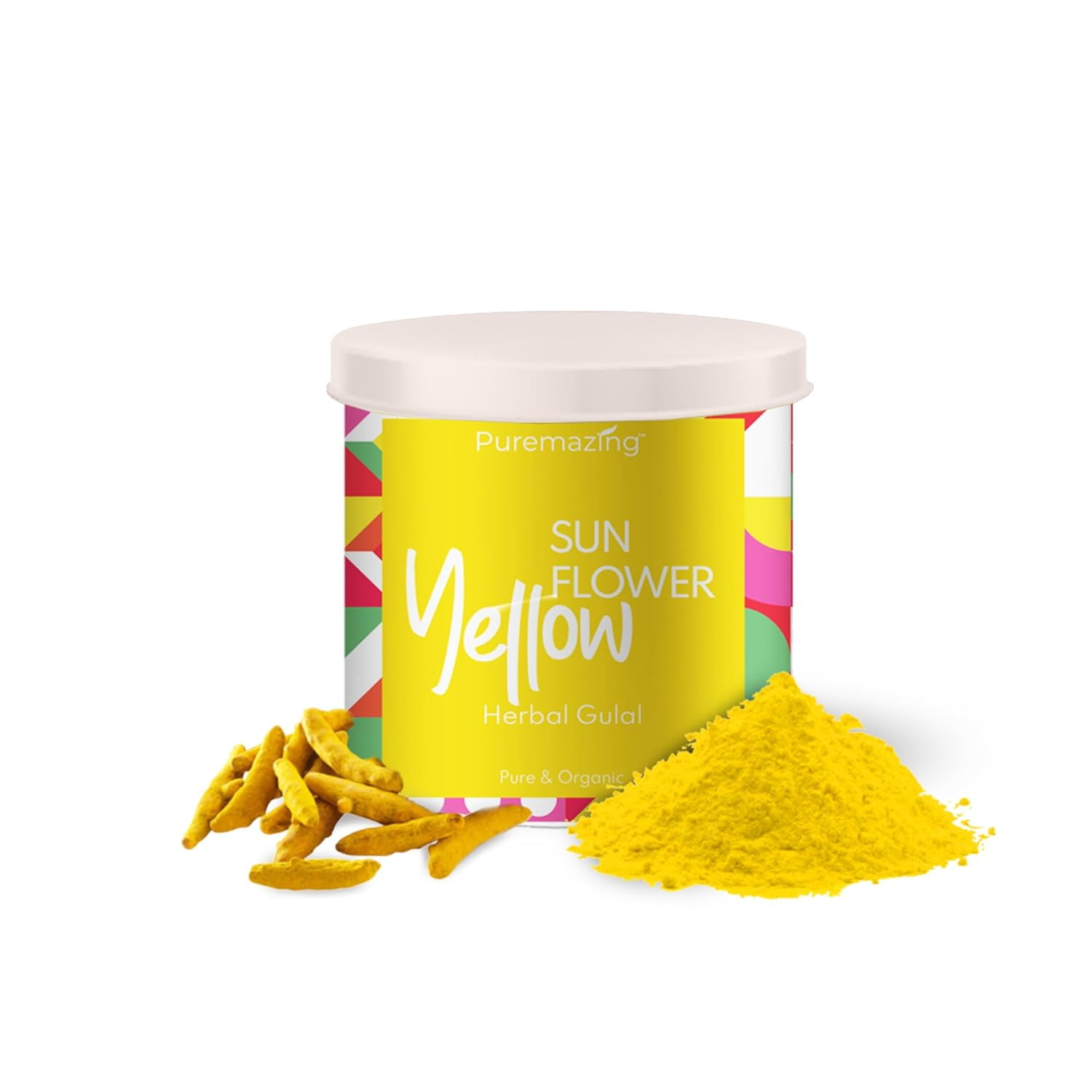 Pure & Organic Sunflower Yellow Herbal Gulal Holi Color - 80gm | Non ...