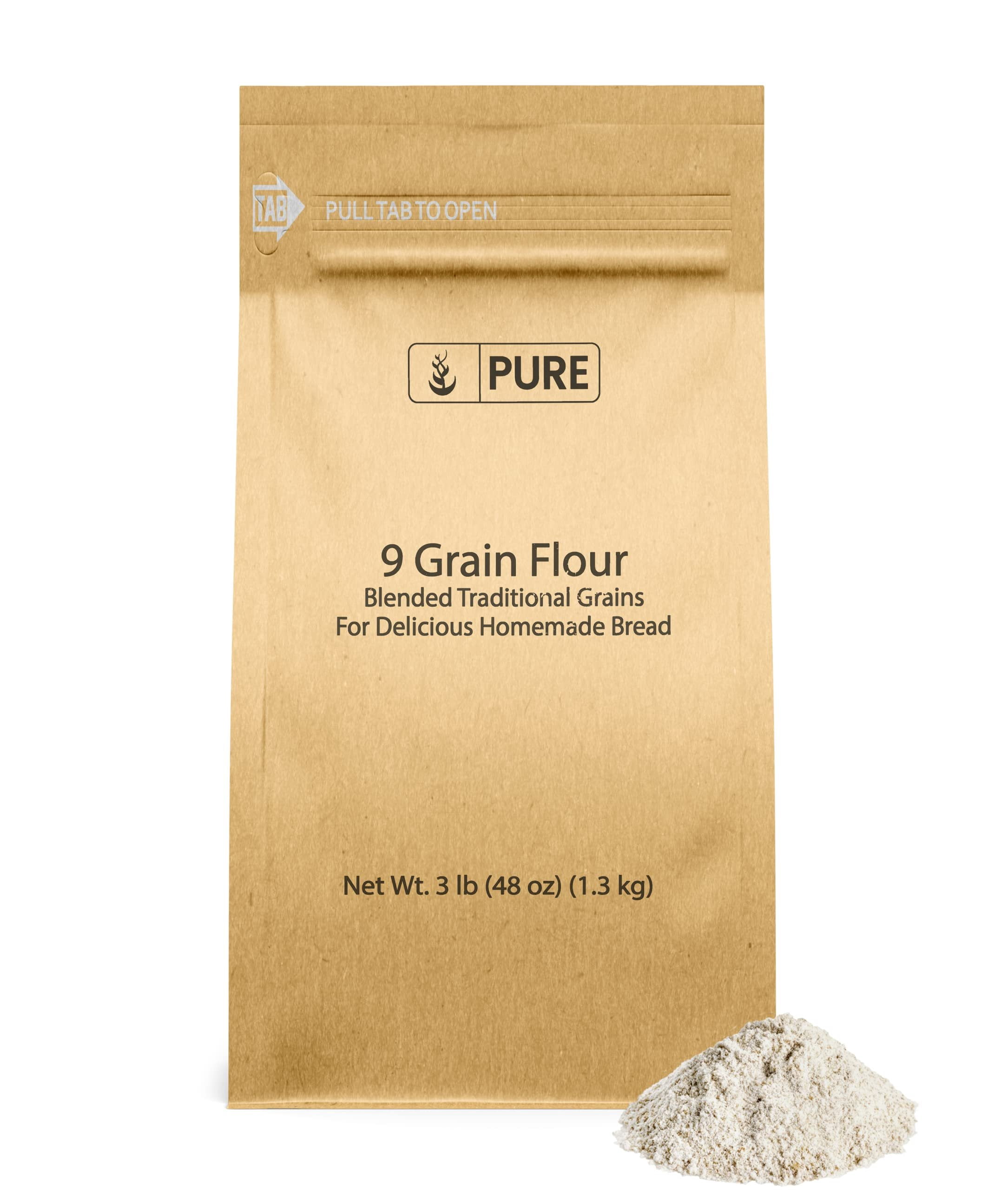 Pure Original Ingredients 9 Grain Flour 3 lb, Bread, Dough, Storable ...