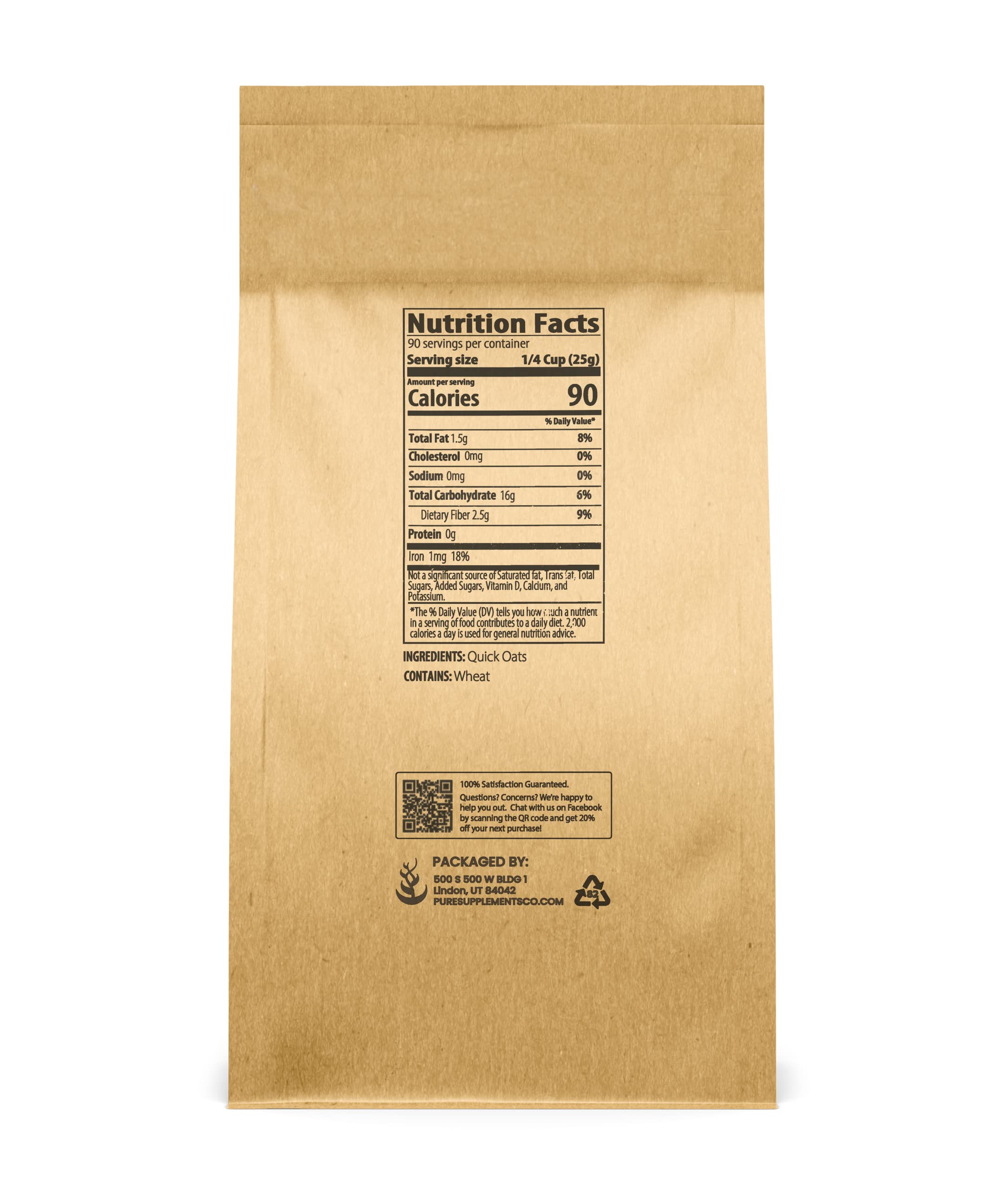 Pure Original Ingredients AJH3 Quick Oats (5 lb) Breakfast Cereal ...