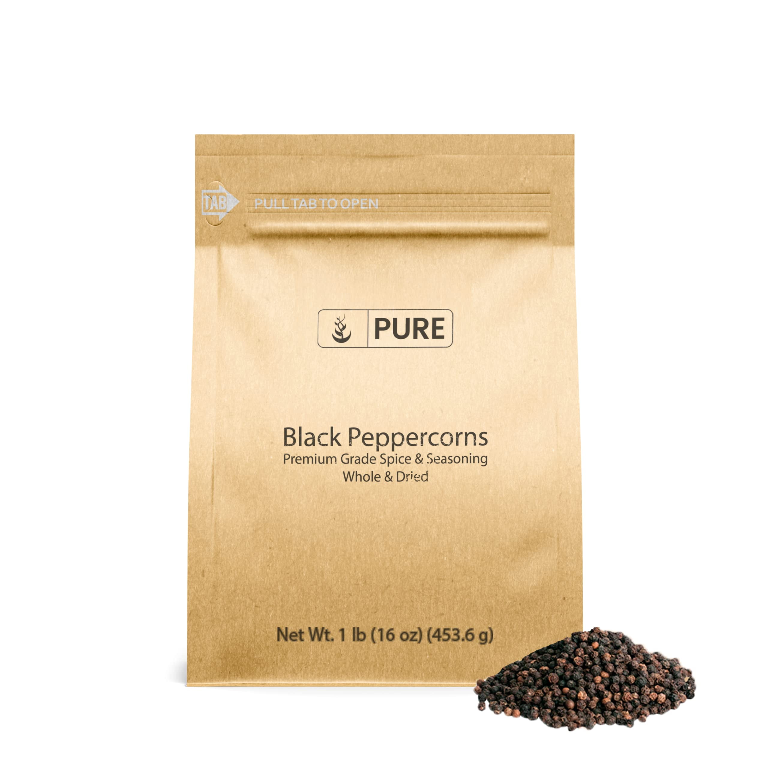 Pure Original Ingredients Black Peppercorns HYZ01 (1 lb), Seasoning, Flavoring Agent, Eco ...