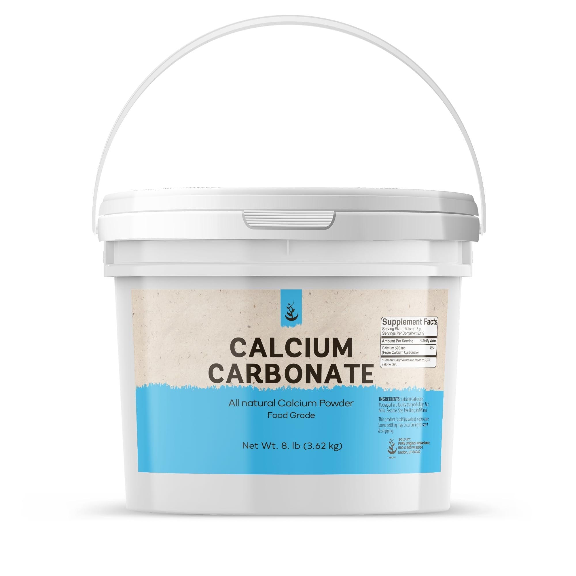 Pure Original Ingredients Calcium Carbonate Powder 1 Gallon Dietary ...