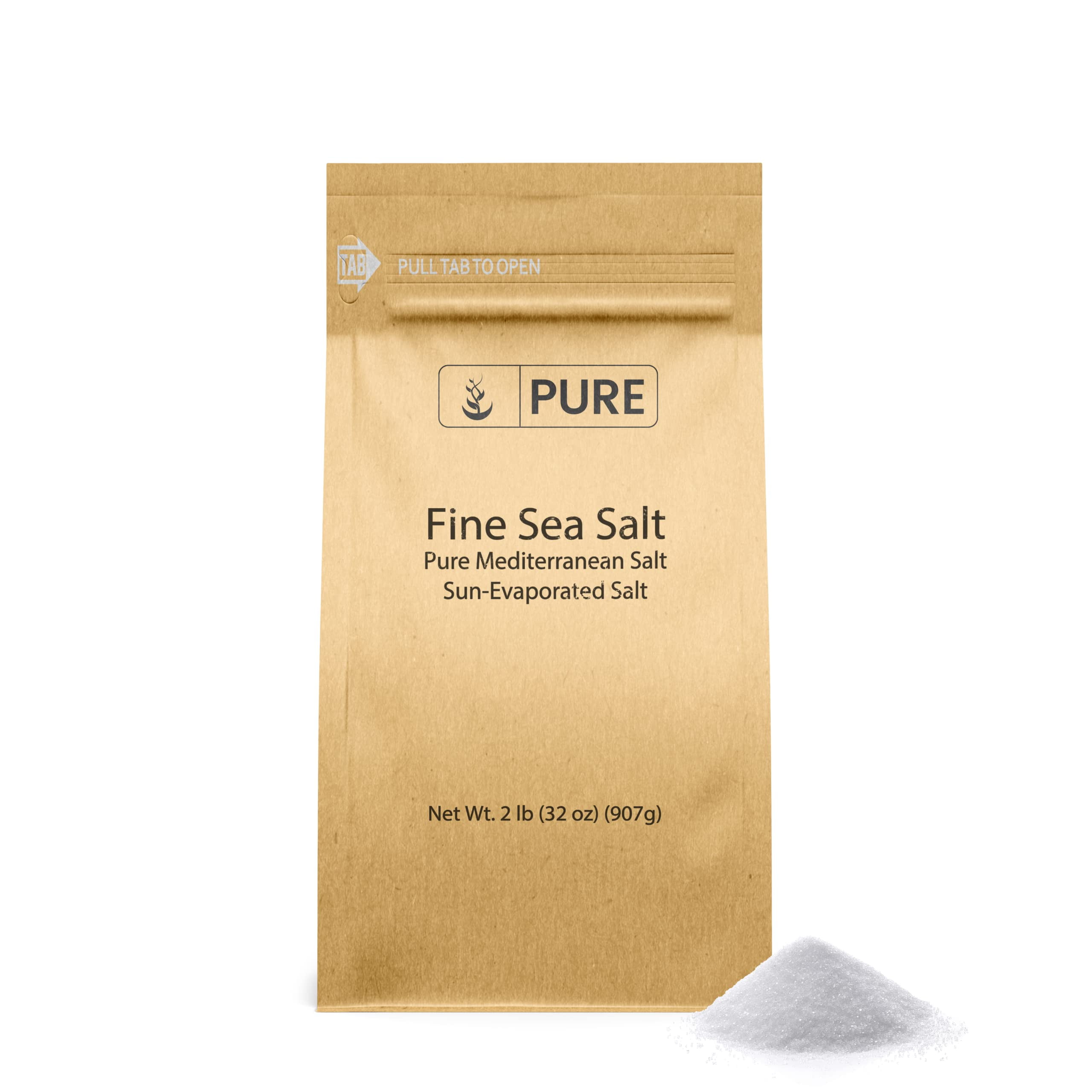 Pure Original Ingredients Fine BCF26 Sea Salt (2 lb) Mediterranean Sea ...