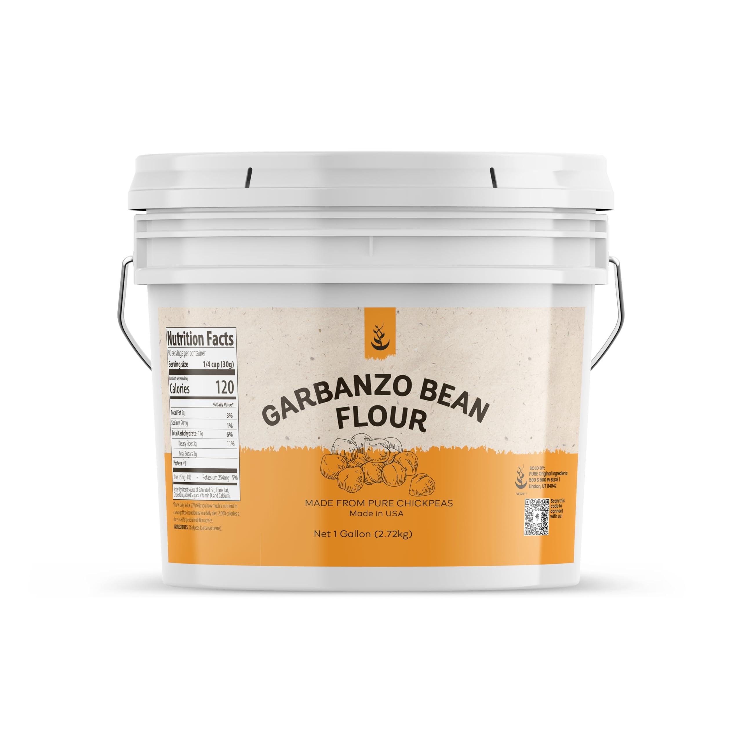 Pure Original Ingredients Garbanzo Bean Flour 1 Gallon Gluten Free ...
