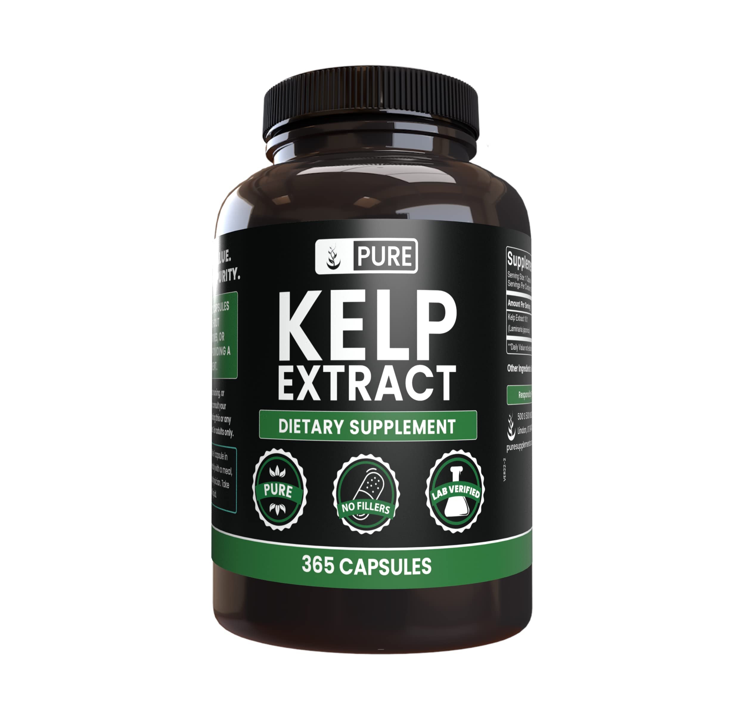 Pure Original Ingredients Kelp Extract 365 Capsules No Magnesium Or ...