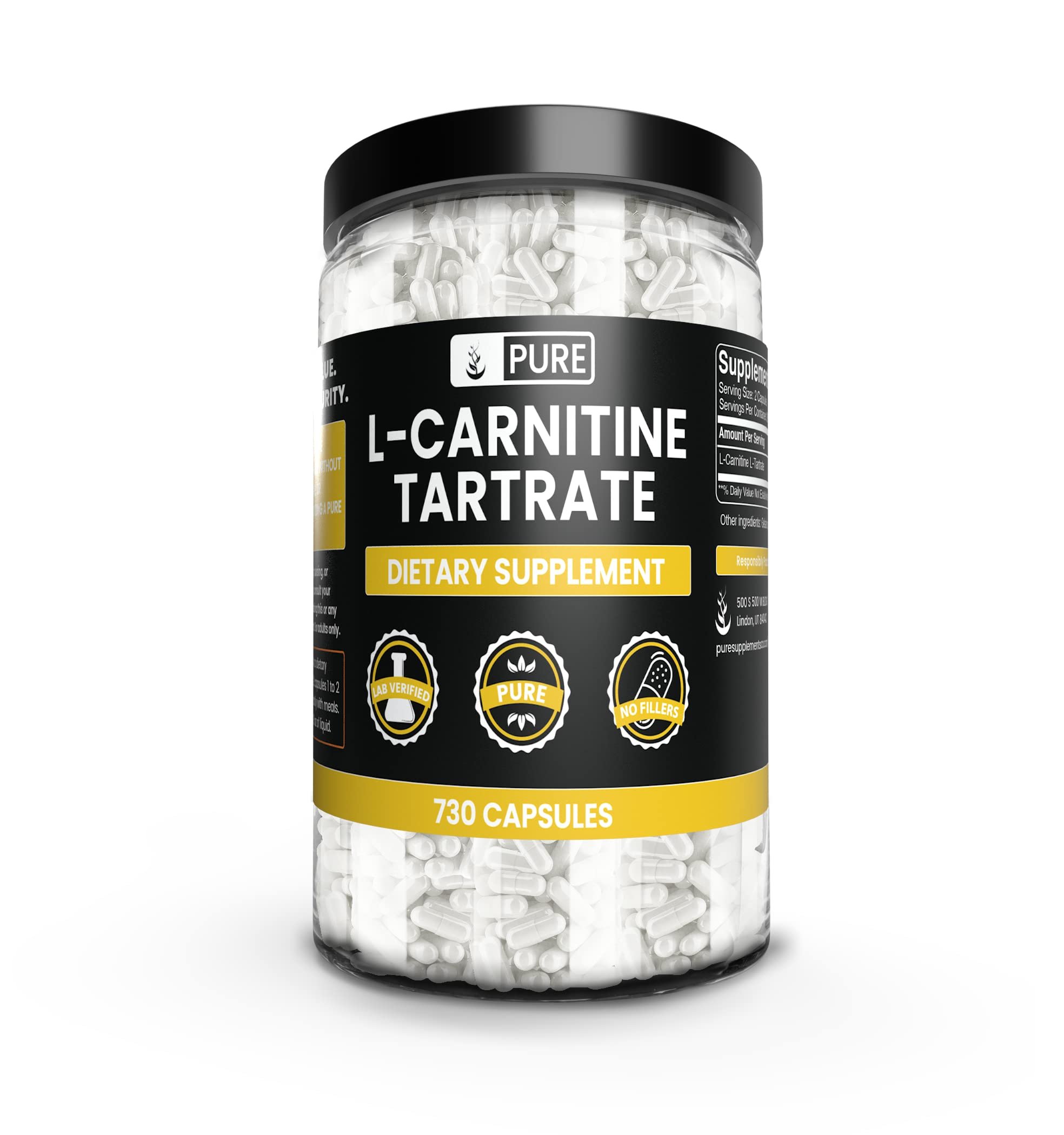 Pure Original Ingredients L-Carnitine L-Tartrate 730 Capsules No ...