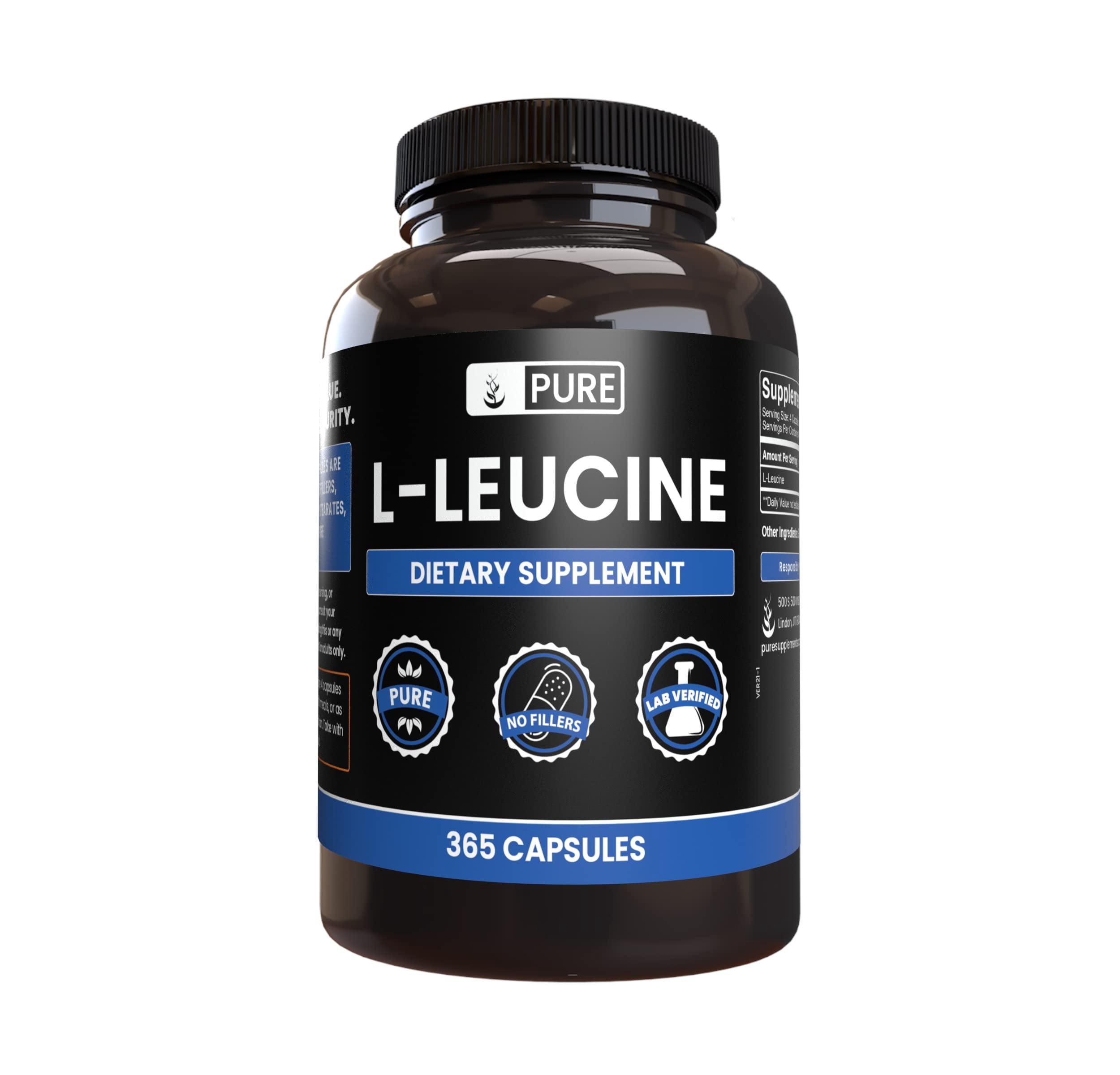 Pure Original Ingredients L-Leucine 365 Capsules No Magnesium Or Rice ...