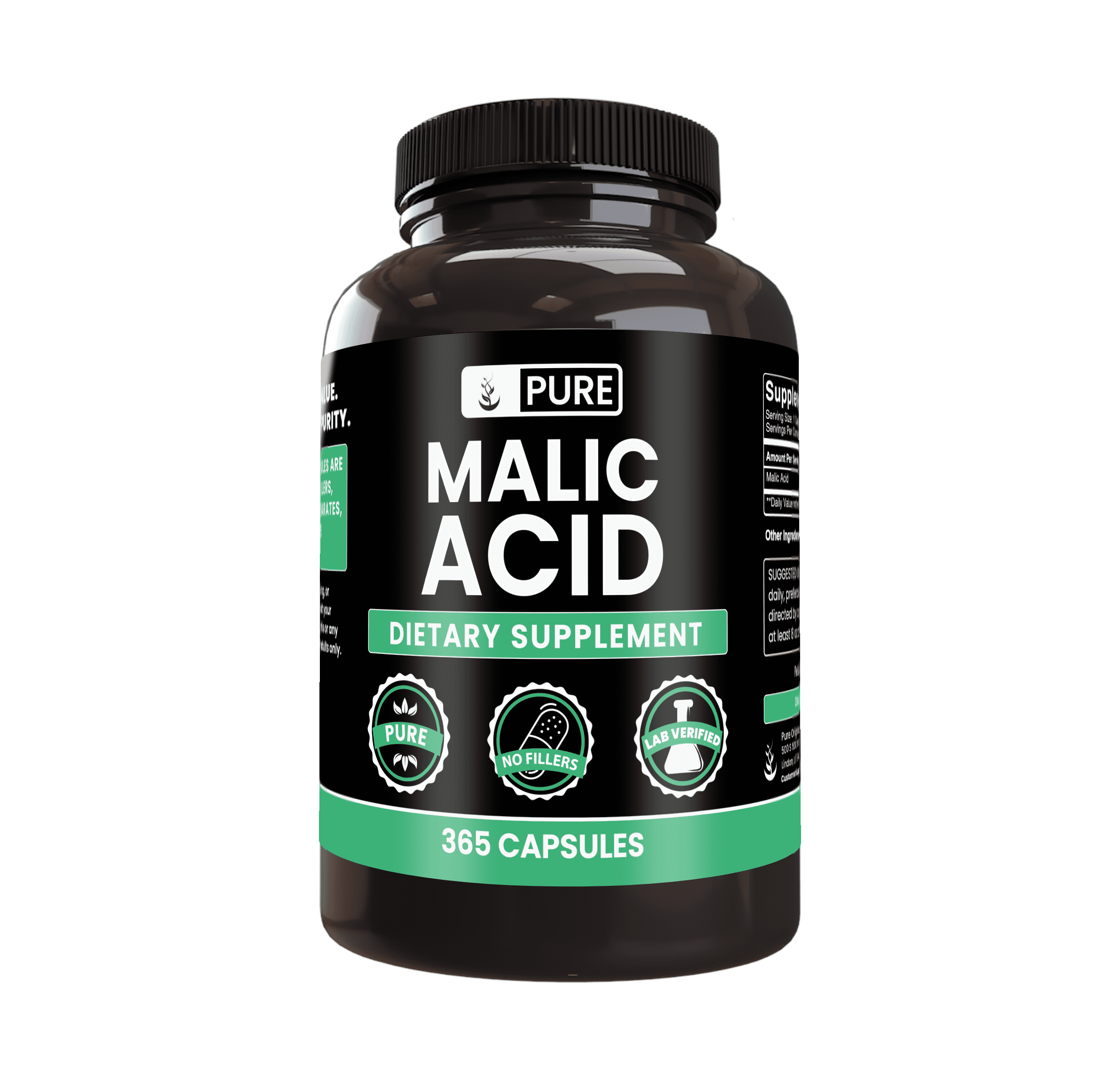Pure Original Ingredients Malic Acid 365 Capsules No Magnesium Or Rice ...