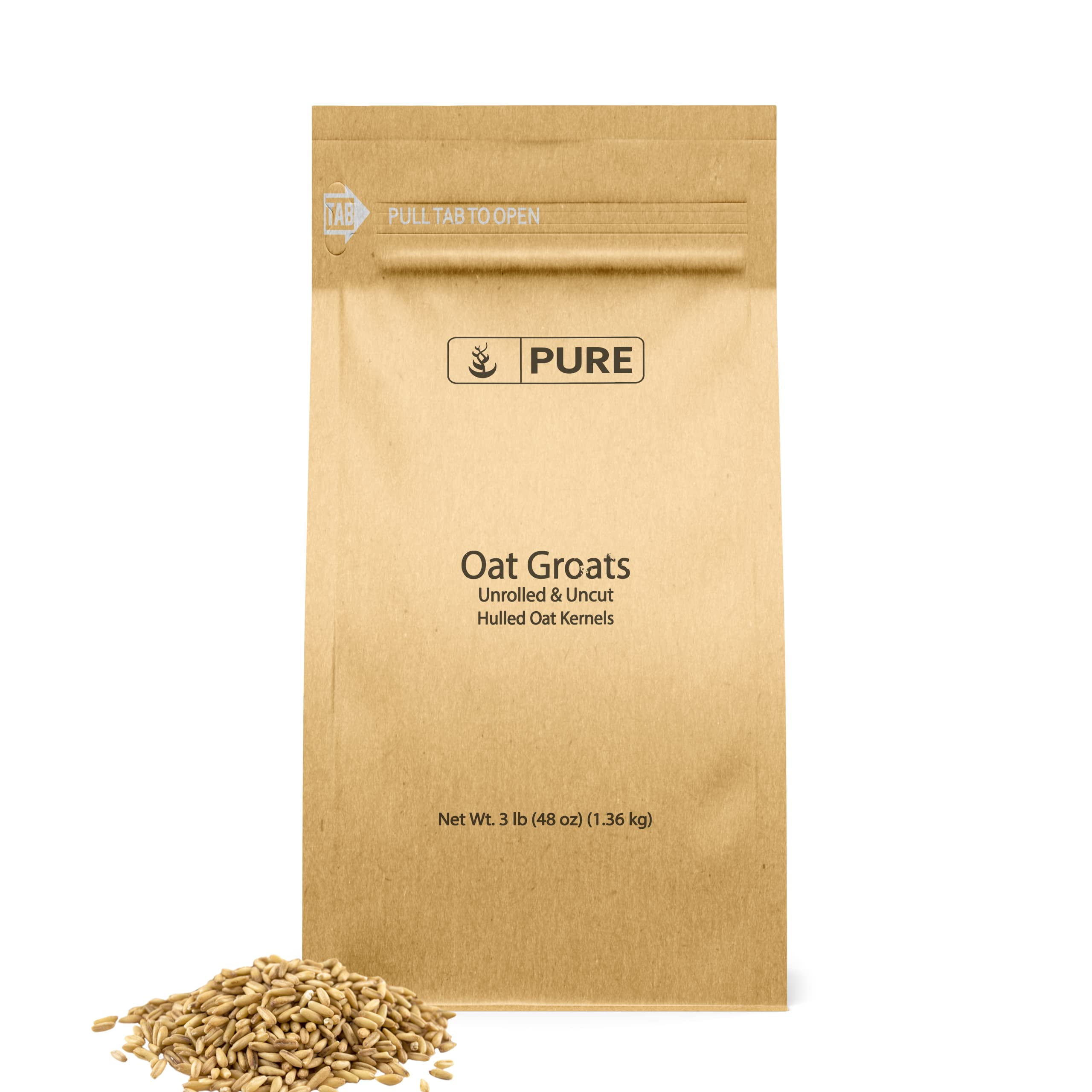 Pure Original Ingredients Oat Groats (3 BSL1 lb), Whole, Uncut ...