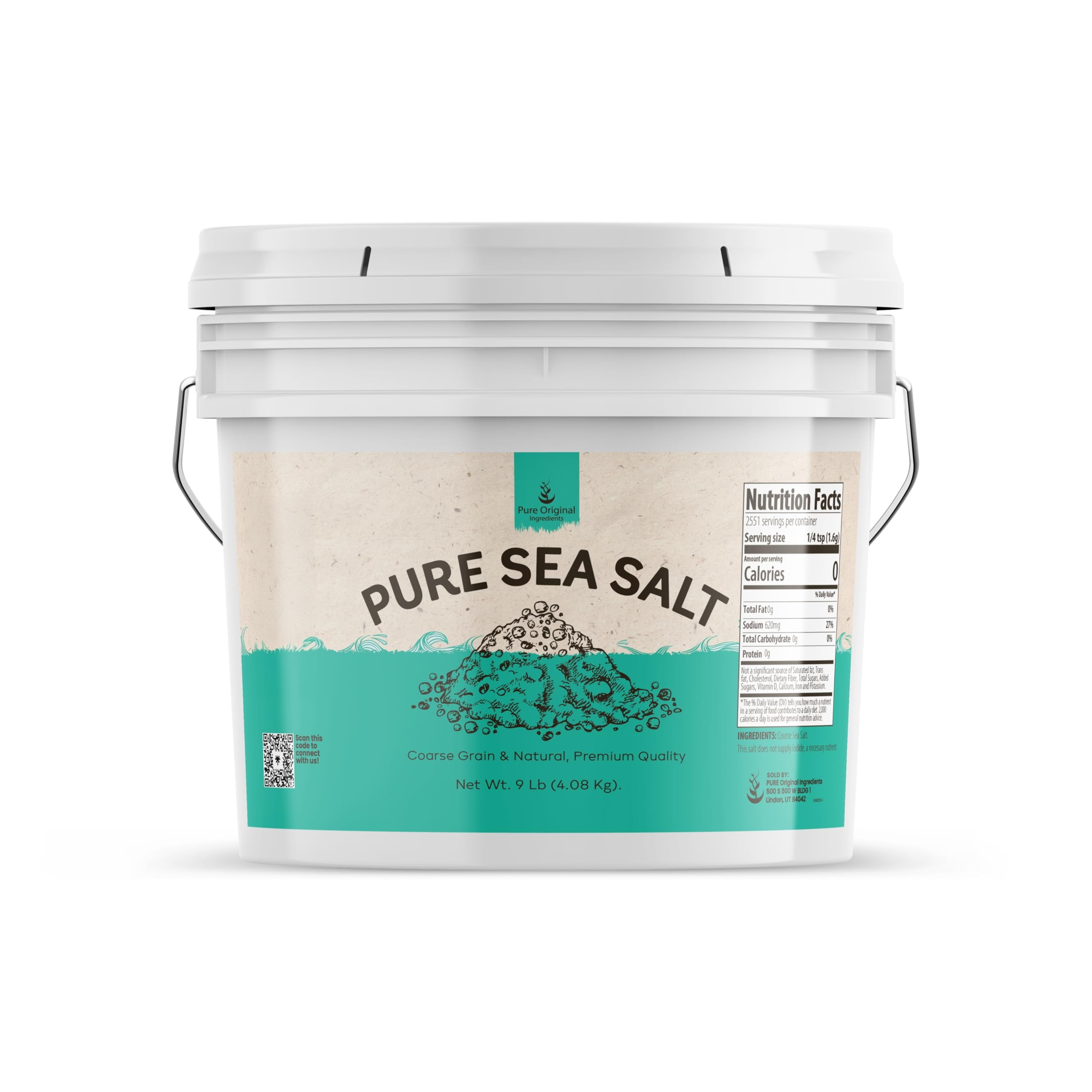 Pure Original Ingredients Sea Salt 1 Gallon Coarse Grain, Sourced From ...