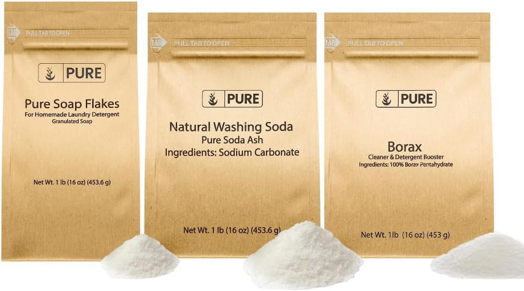 Pure Original Ingredients Washing Soda, Soap Flakes, and Borax Bundle ...