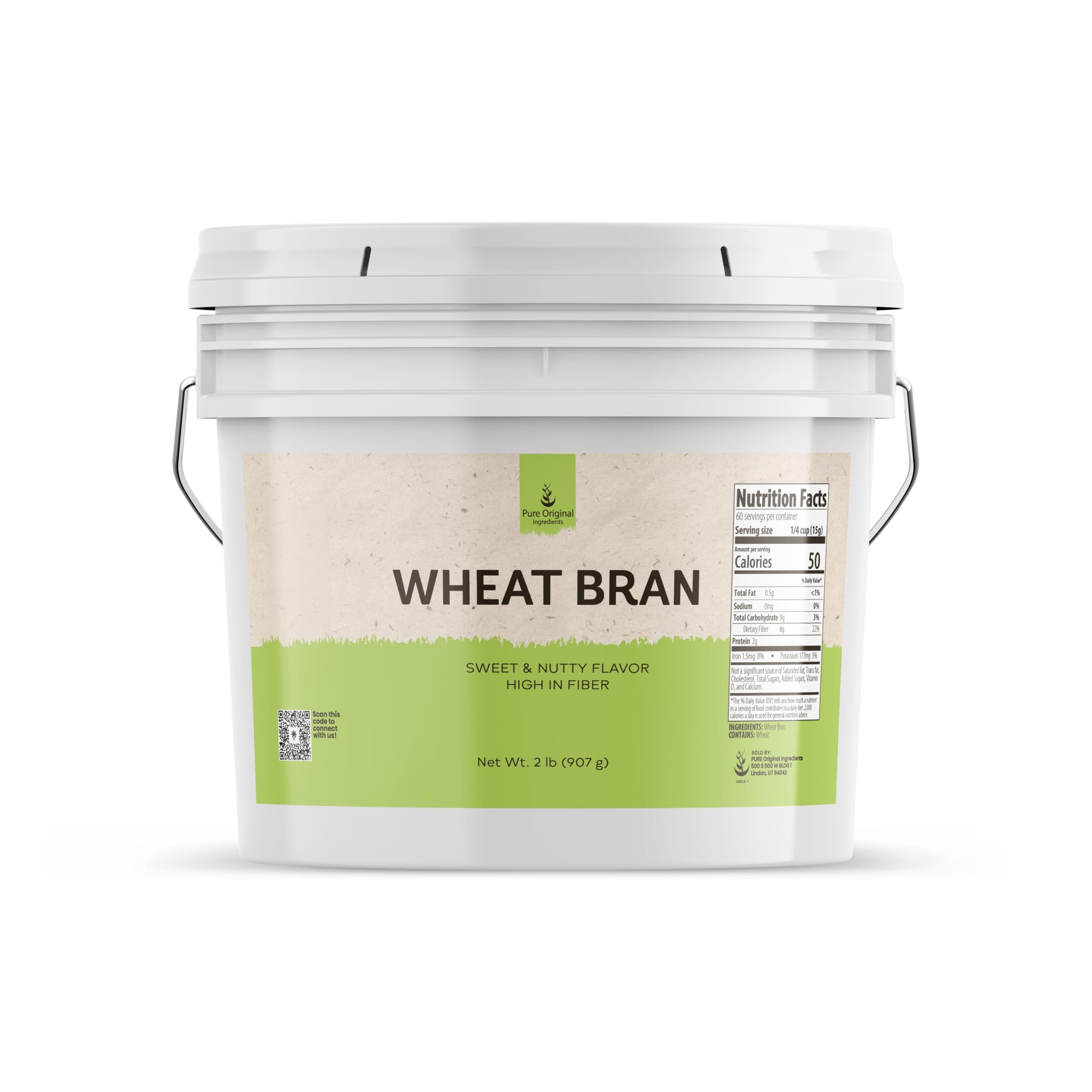 Pure Original Ingredients Wheat Bran 1 Gallon Non-GMO, Fiber Rich ...