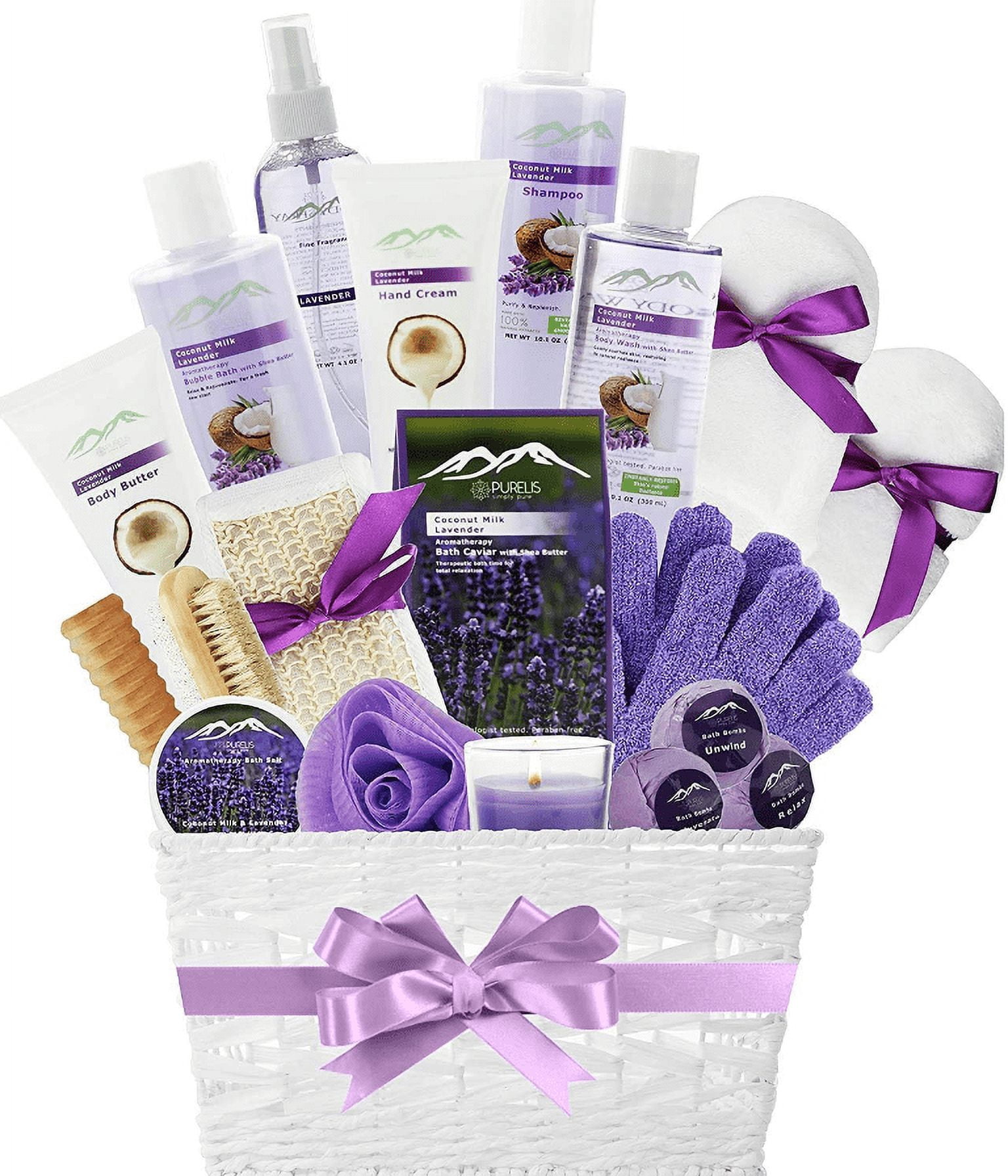 Pure Parker Lavender Coconut Spa Gift Basket For Women Natural Home ...