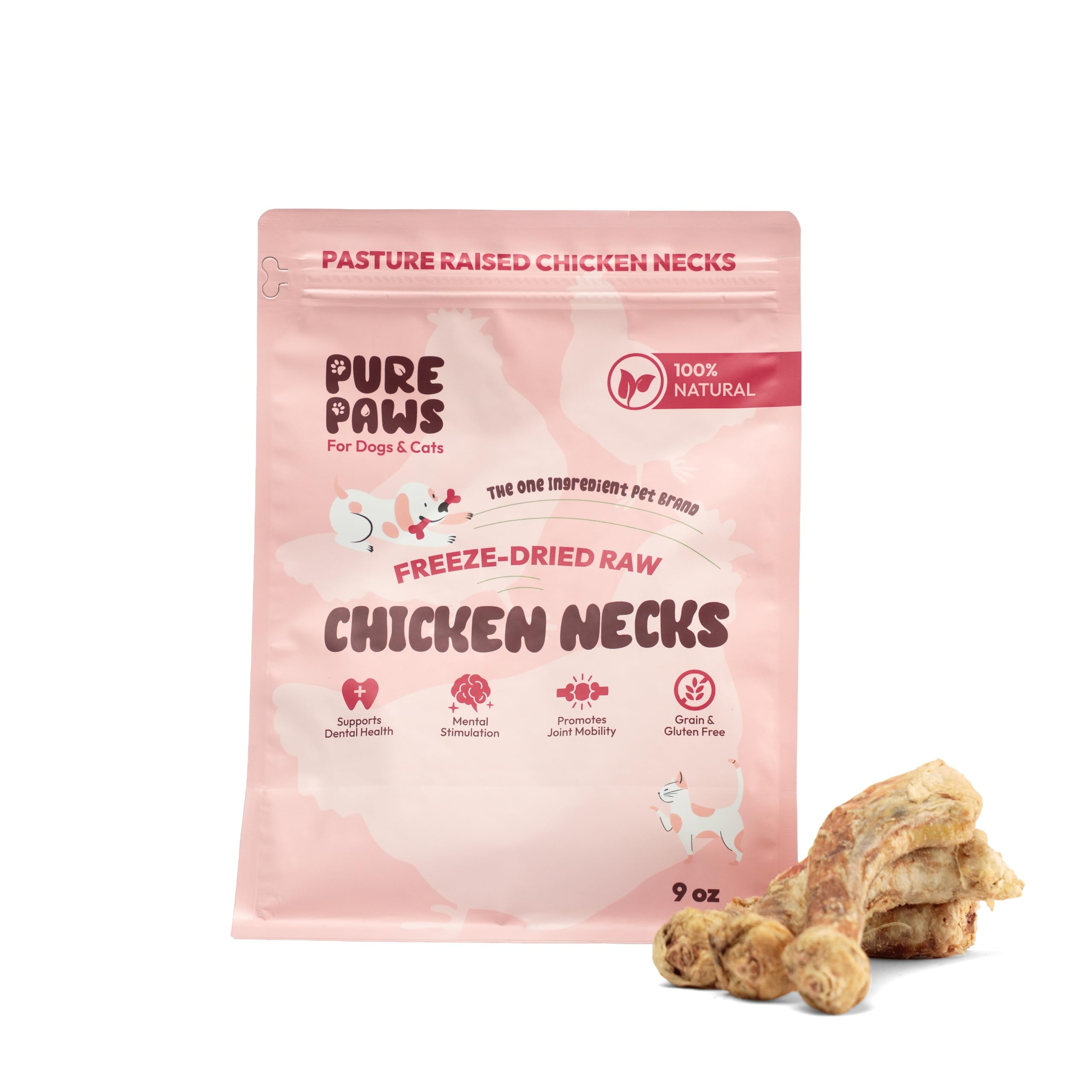Pure Paws Freeze-Dried Chicken XEF1 Necks for Dogs & Cats, Single ...