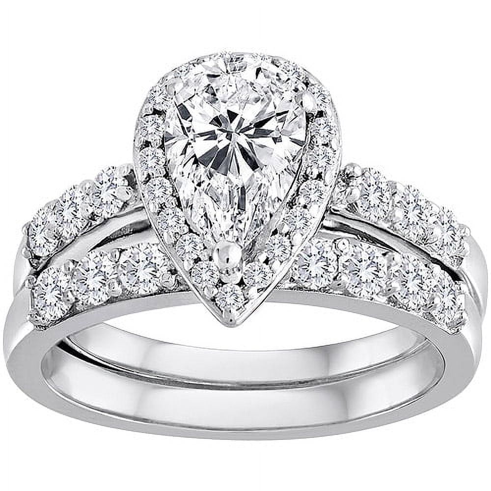 Pure Perfection Certified Bridal Ring with Pear-Shaped Center Stone ...
