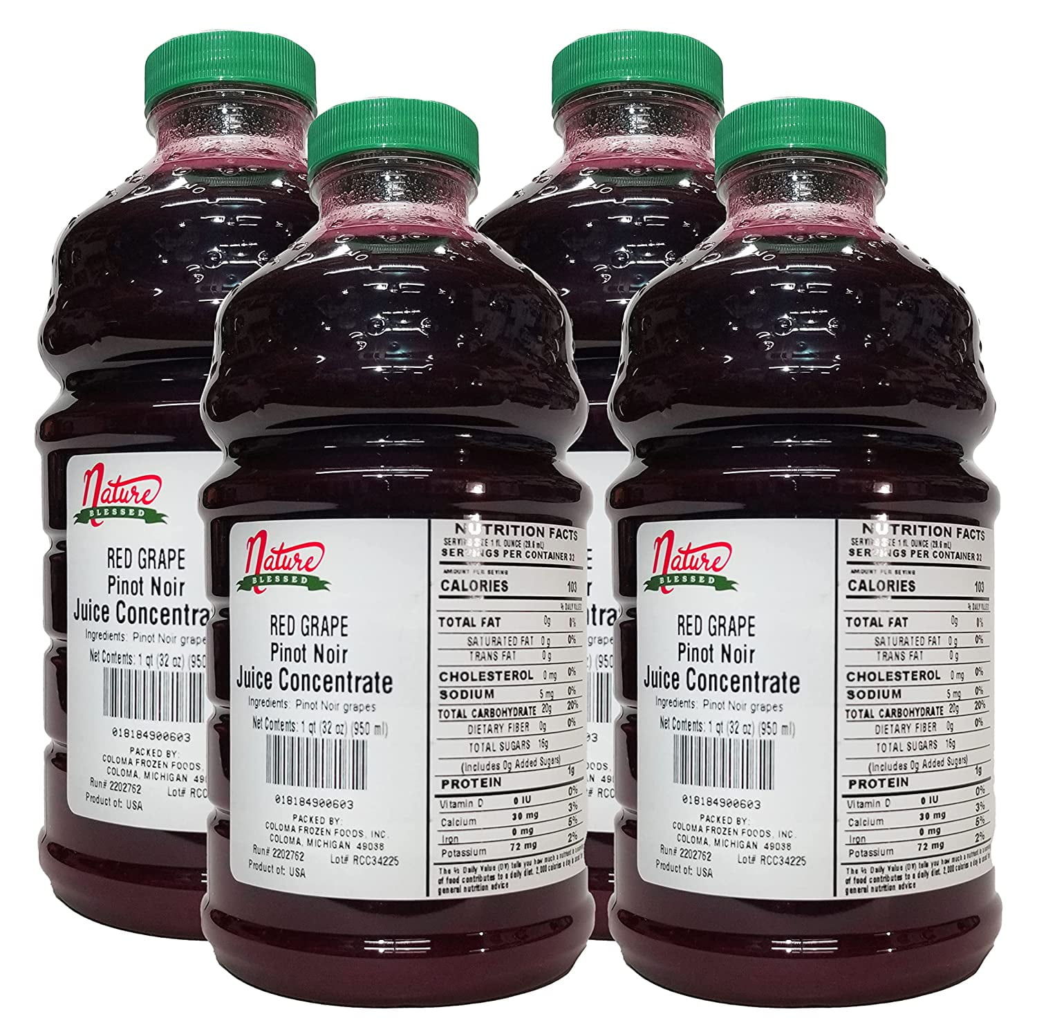 Pure Pinot Red Grape Fruit Juice Concentrate - 4 Quarts (4/32 fl oz ...