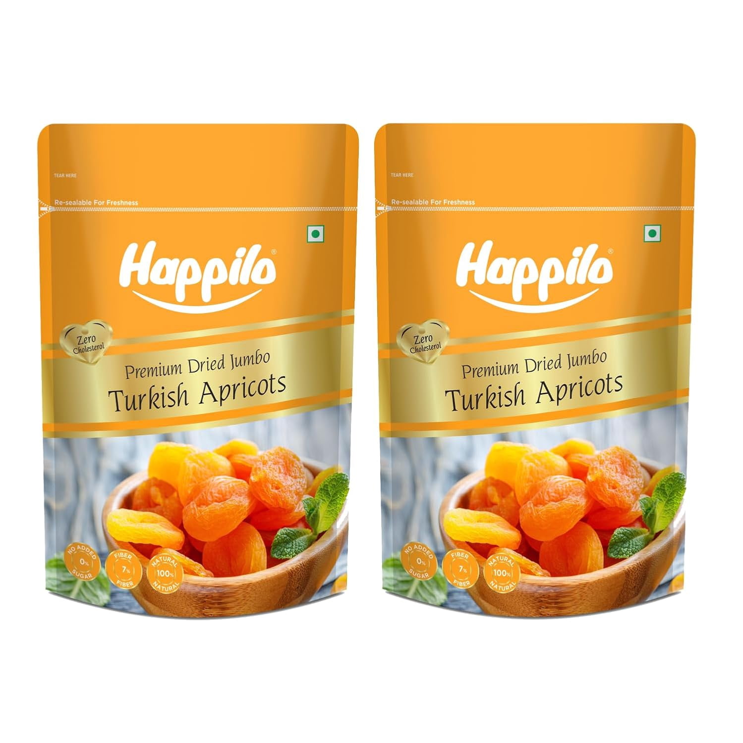 Pure Premium Dried Jumbo Turkish Apricots By Happilo 400gm, (200gm ...