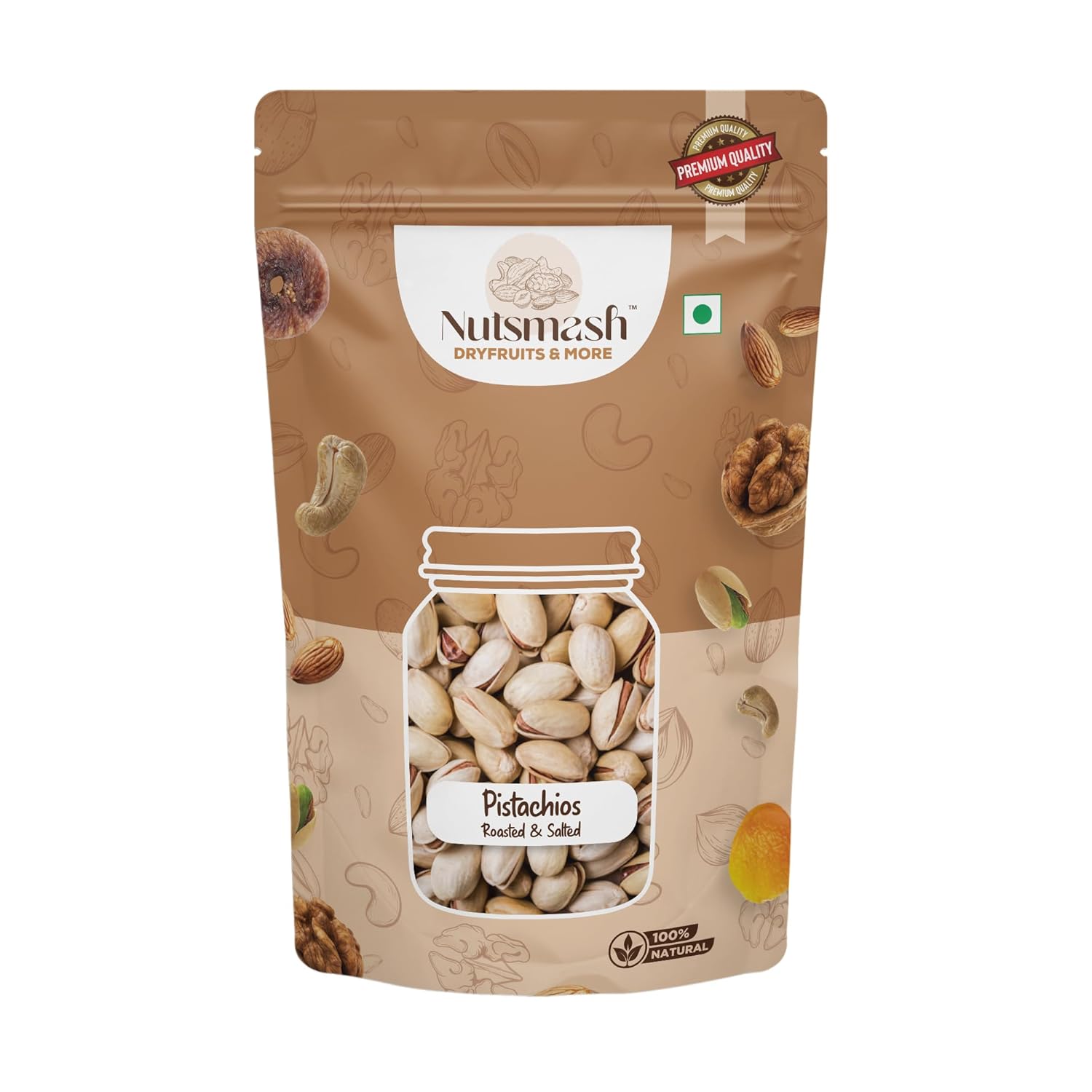 Pure Premium Roasted & Salted Pistachios By Nutsmash 500gm, | Crunchy & Delicious Healthy Snack ...