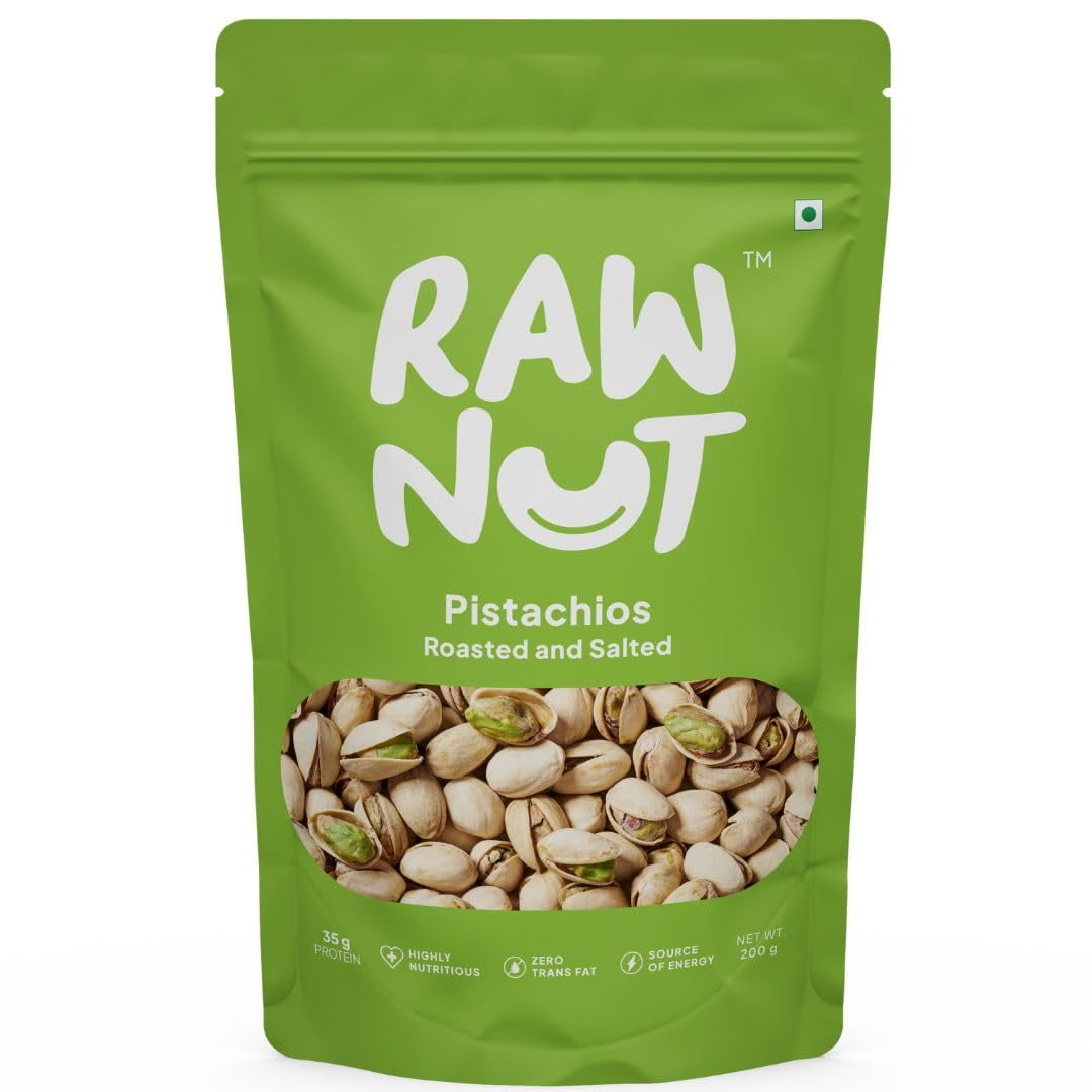 Pure Premium Roasted & Salted Pistachios By Raw Nut 200gm, | Highly Nutritious, Crunchy ...