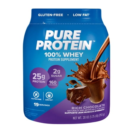 Pure Protein Natural Whey, Chocolate Weight Protein Powder, 23g Protein ...