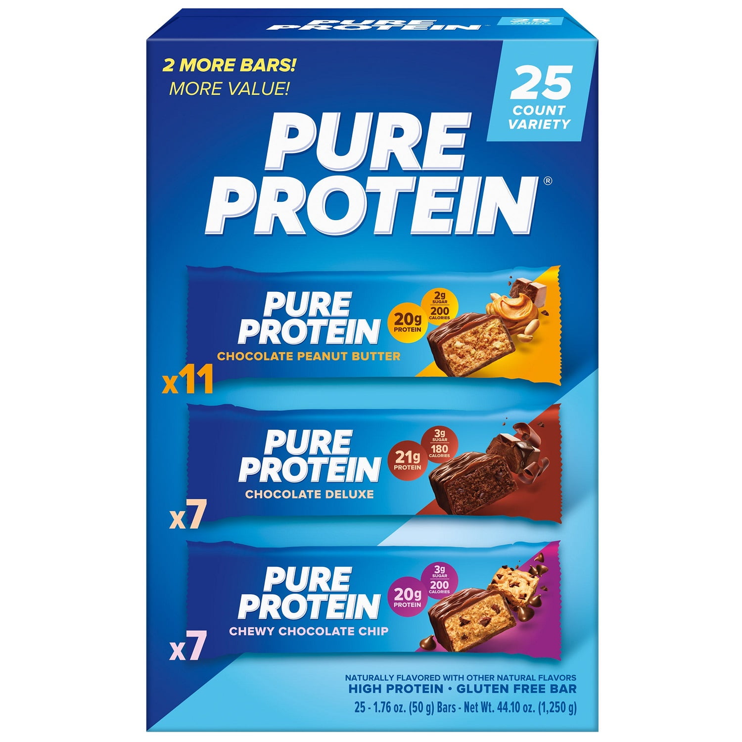 Pure Protein Bars, 20-21g Protein, Variety Pack, 1.76 Ounce (25 Count ...