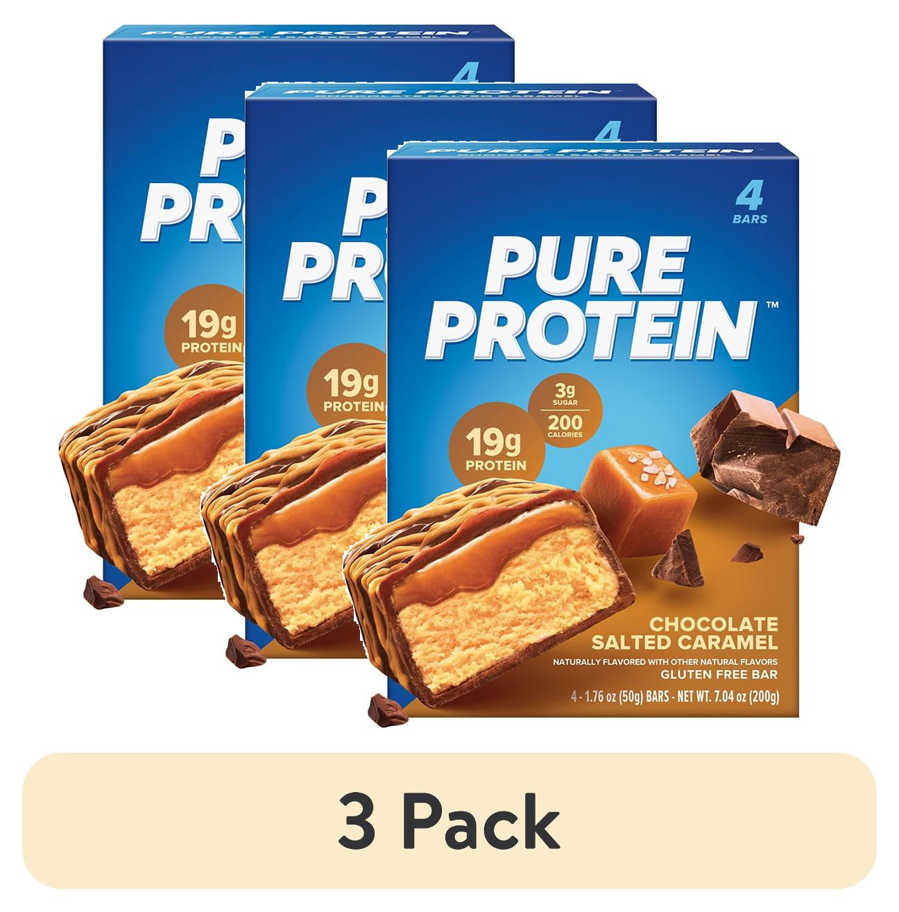 (3 pack) Pure Protein Bars, Chocolate Salted Caramel, 20g Protein ...