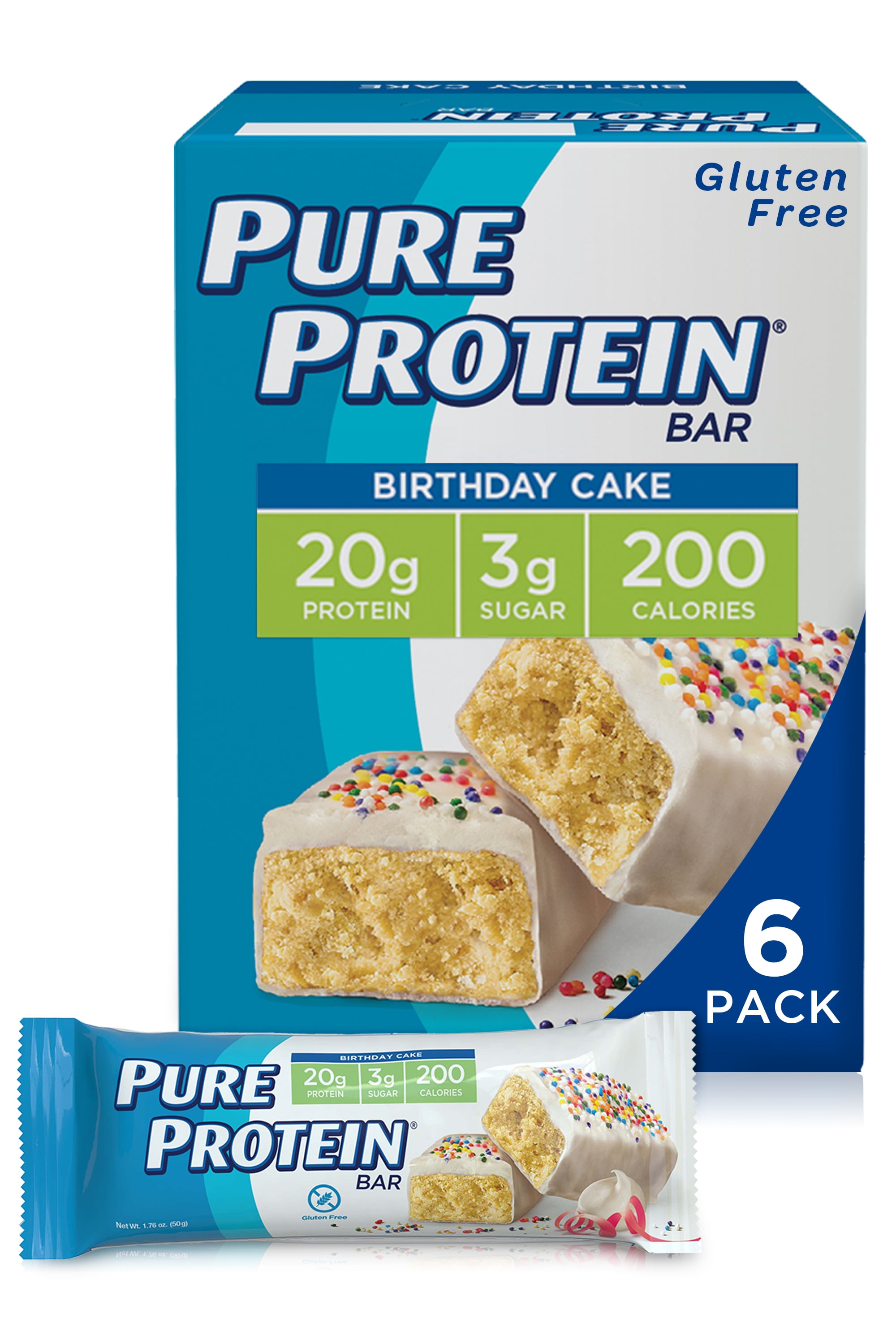 Pure Protein Bars, Birthday Cake, High Quality 20g Protein, Gluten Free ...