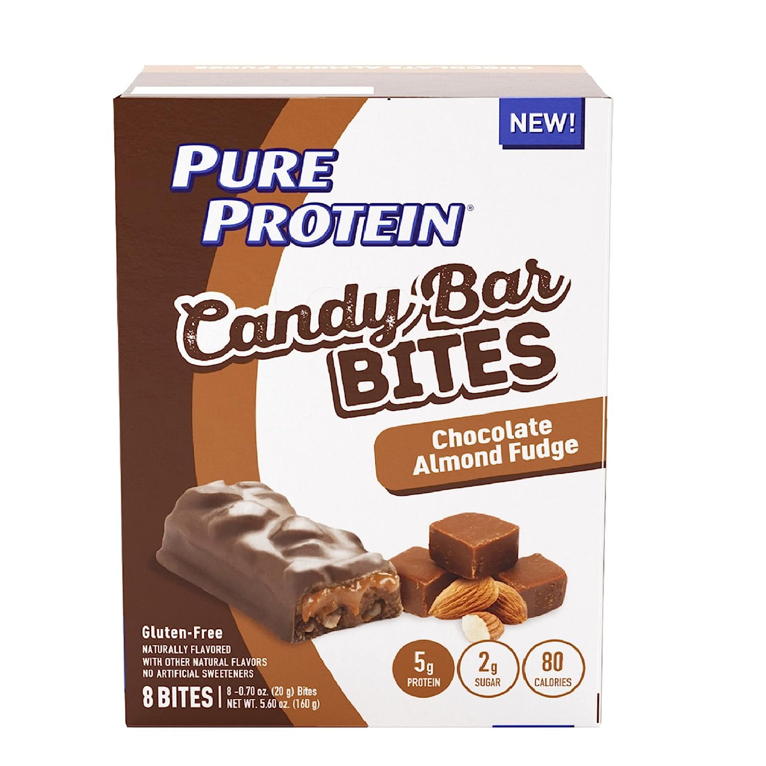 Pure Protein Chocolate Almond Fudge Candy Bar Bites, 5g Protein, Low ...