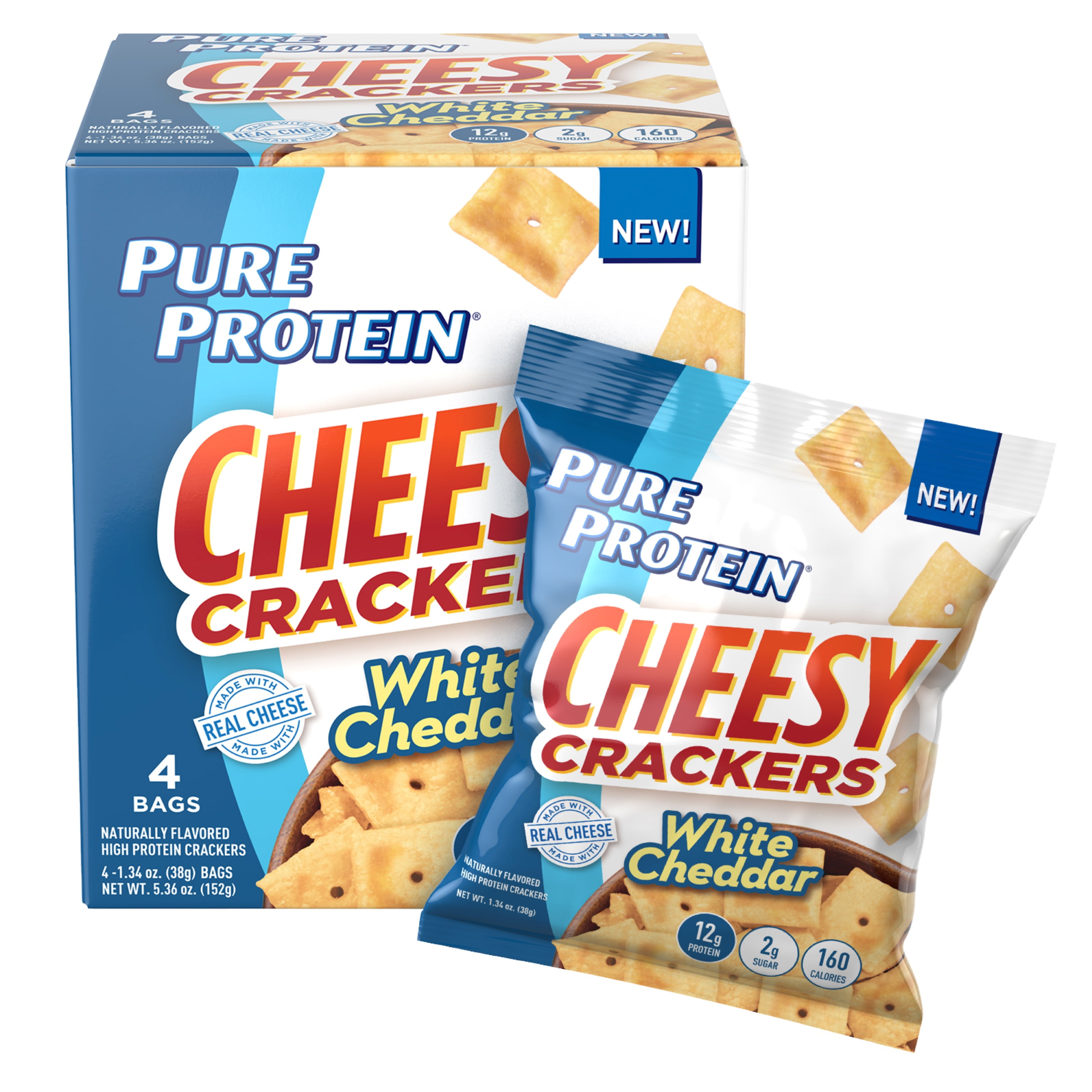Pure Protein Cheesy Crackers, High Protein Snack, 12G Protein, White ...