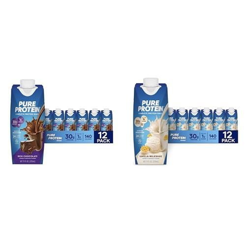 Pure Protein Chocolate And Vanilla Protein Shakes, 30G Protein, 11Oz ...