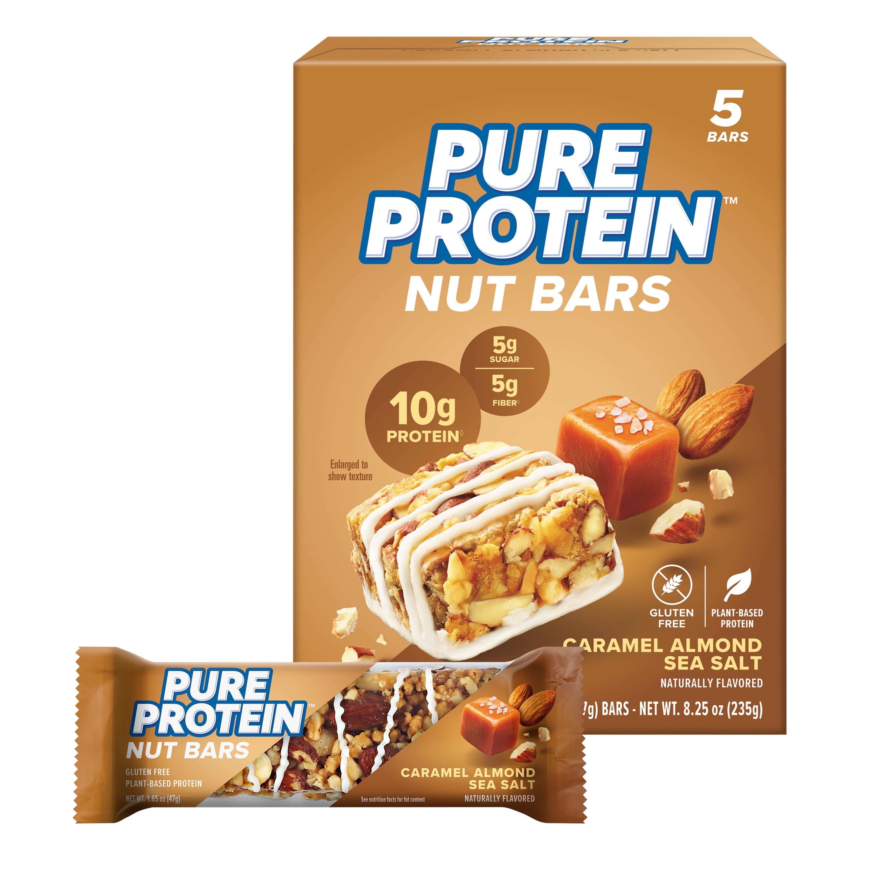 Pure Protein Nut Bars, Caramel Almond Sea Salt, 5 Pack - Walmart.com
