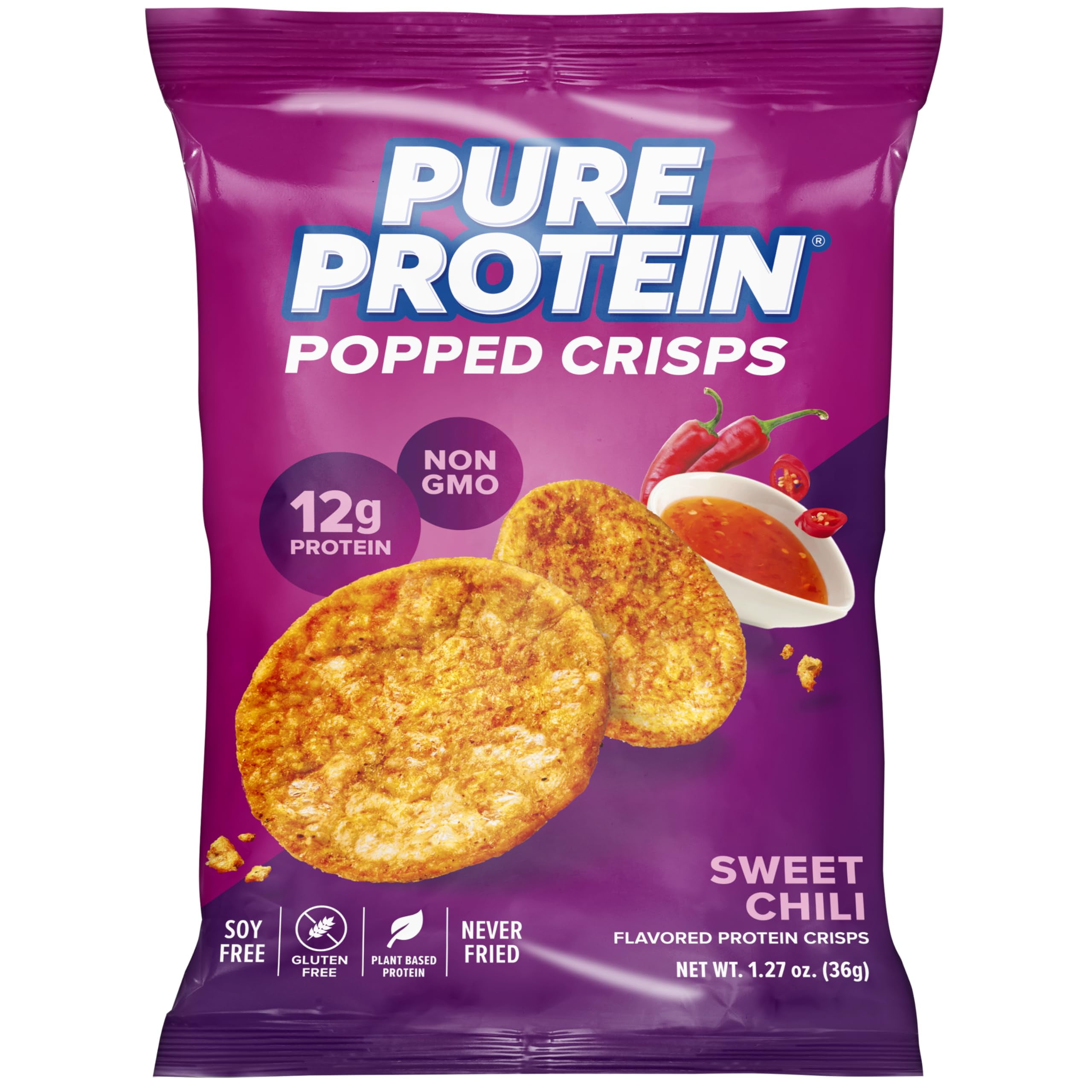 Pure Protein Popped Crisps, TGF4 Sweet Chili, High Protein Snack, 12G ...