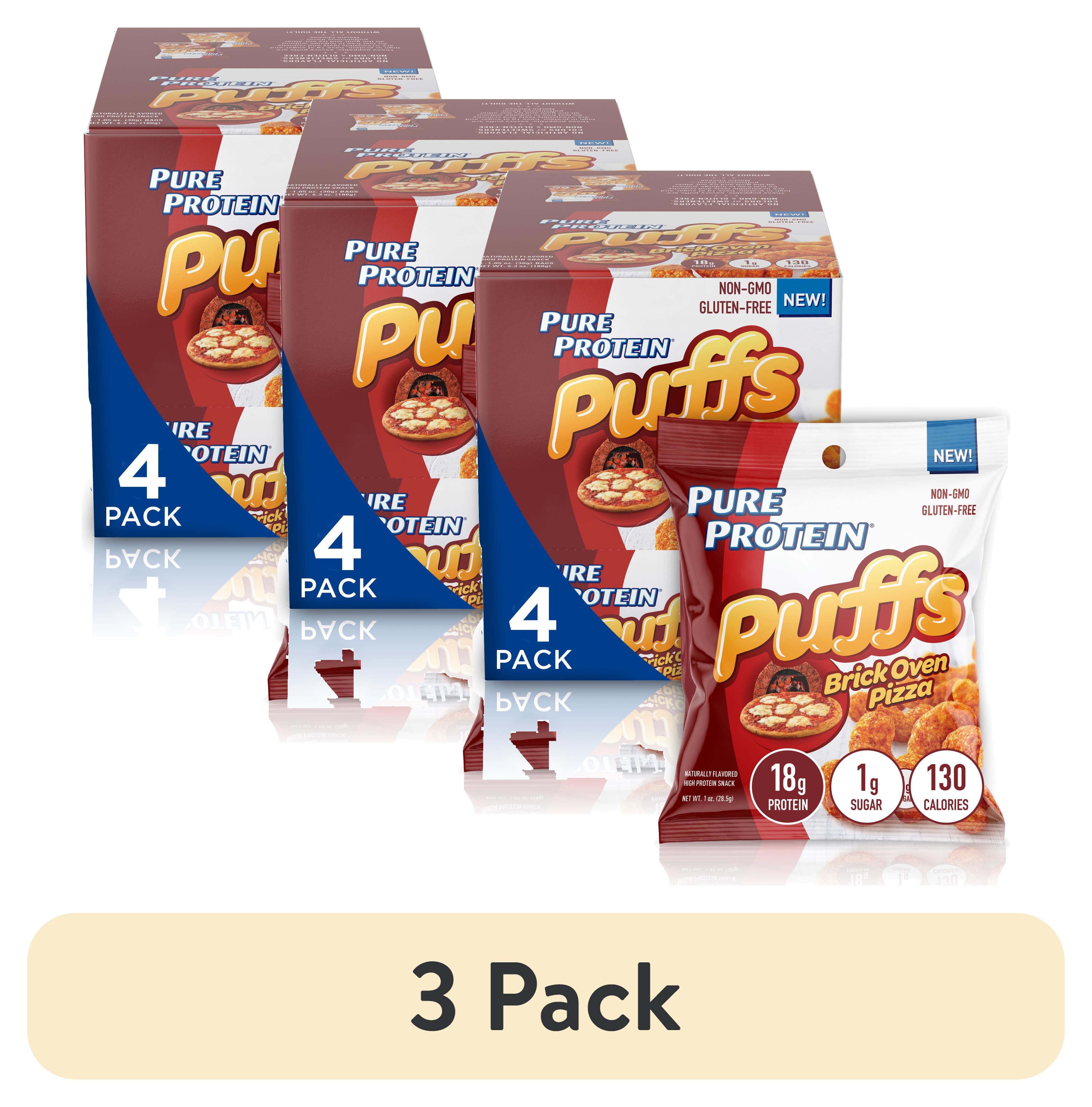 (3 pack) Pure Protein Puffs Snack, Brick Oven Pizza, 18g Protein, 4 Ct ...