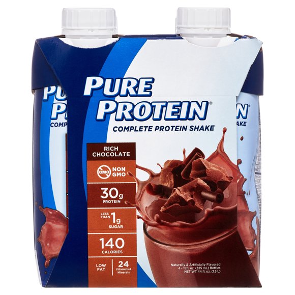 Pure Protein Shake, Rich Chocolate, 30g Protein, 11 fl oz, 4 Ct