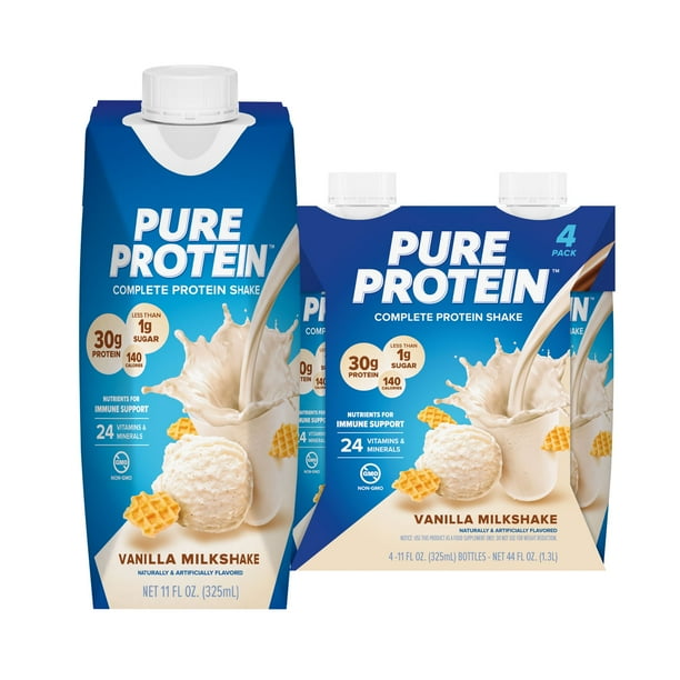 Pure Protein Shake, Vanilla Milkshake, 30g Protein, Gluten Free, 11 fl ...