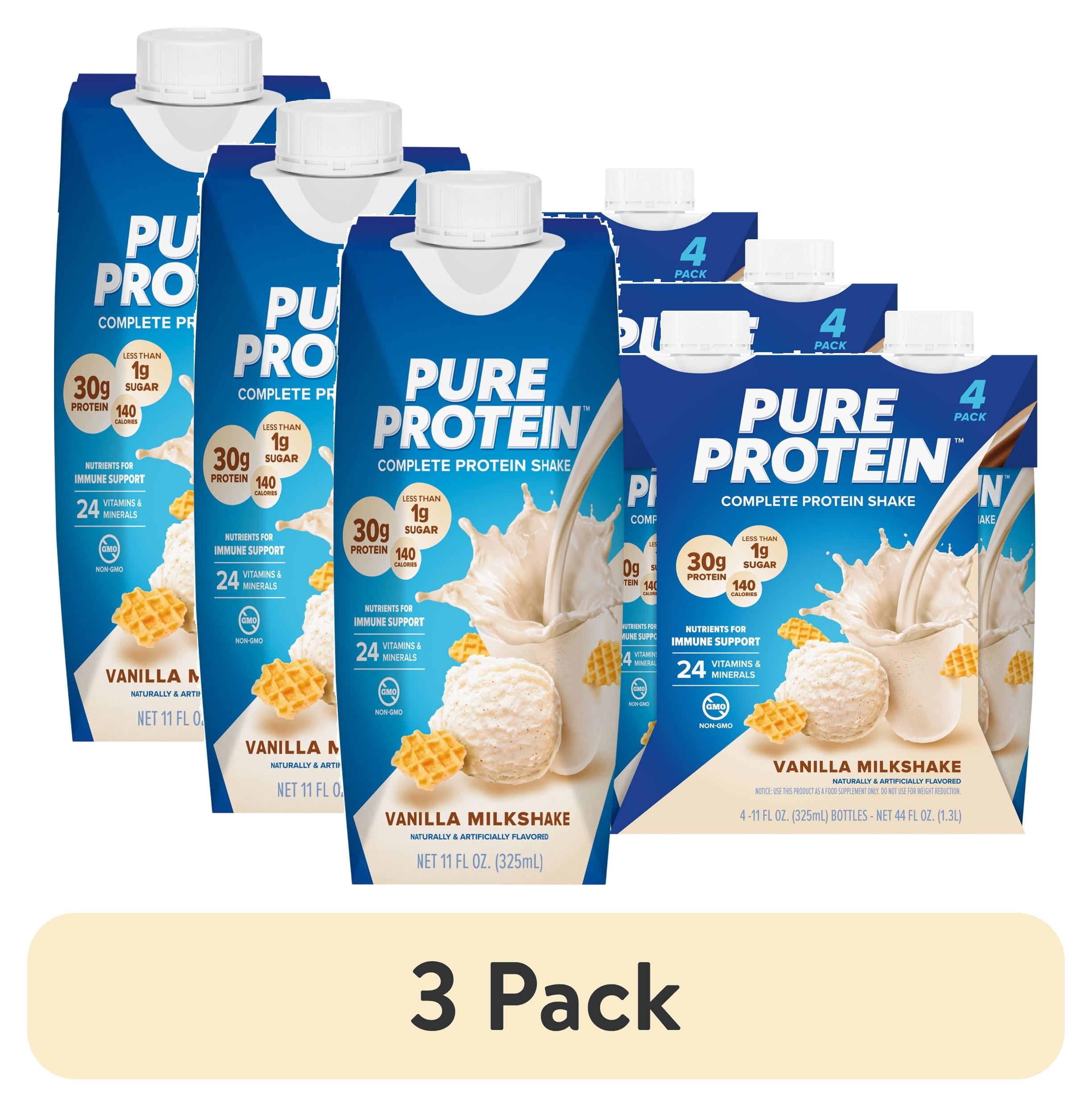 (3 pack) Pure Protein Shake, Vanilla Milkshake, 30g Protein, Gluten ...