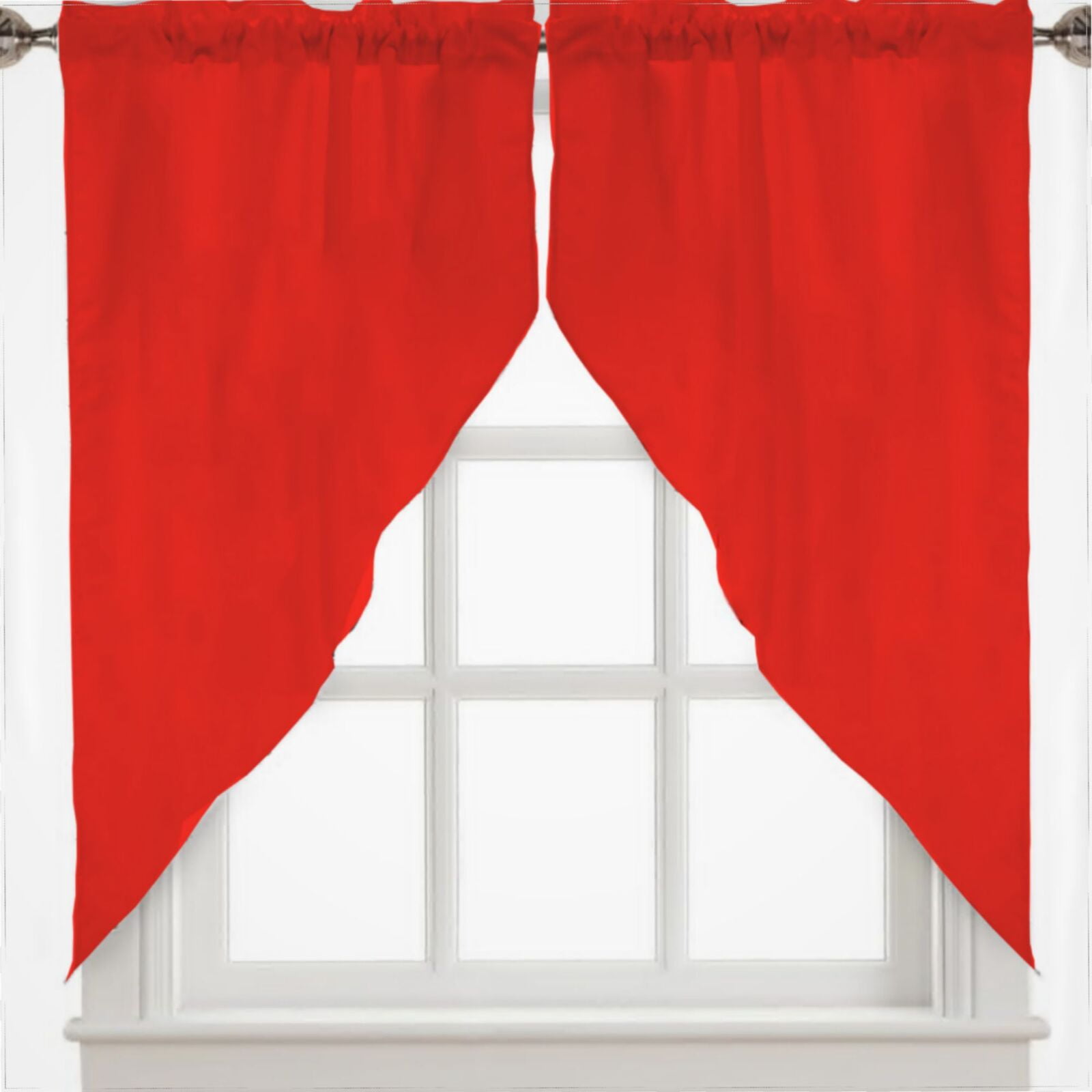 Pure Red Swag Valances For Windows 2 Pack For Kitchen Living Room ...