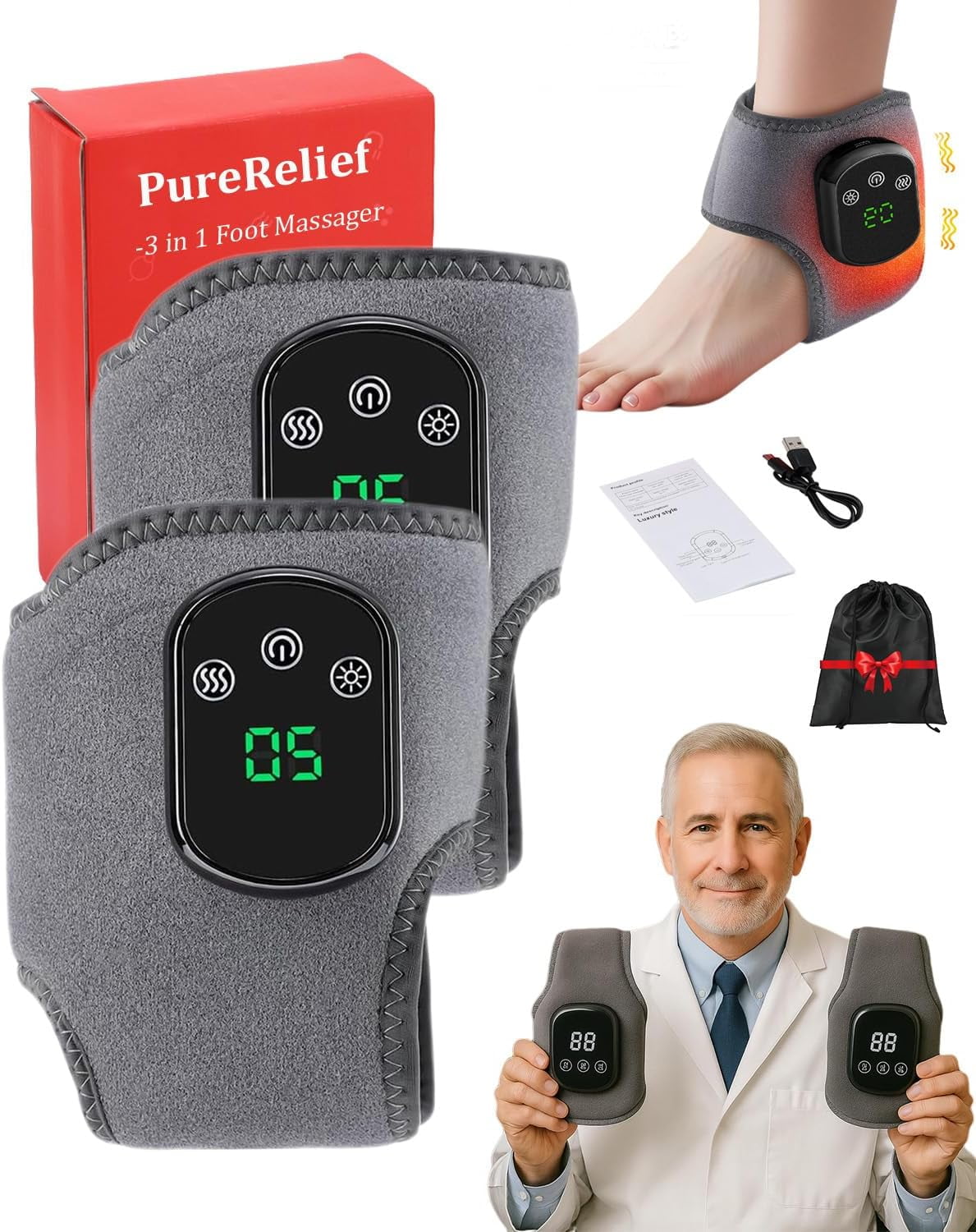 Pure Relief Foot Massager, Wireless 3 in 1 Pureita Foot Massager ...