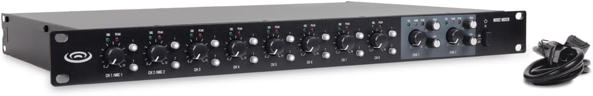 Pure Resonance Audio MX82 2 Zone 8 Channel Rack Mount Mixer - Walmart.com