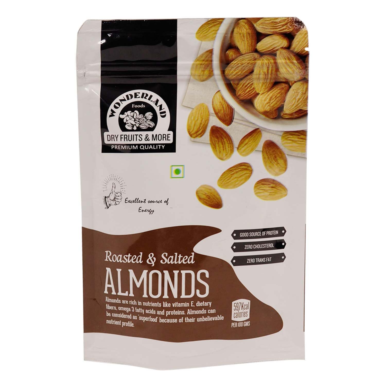 Pure Roasted & Salted Flavoured Almonds By Wonderland Foods 200gm ...