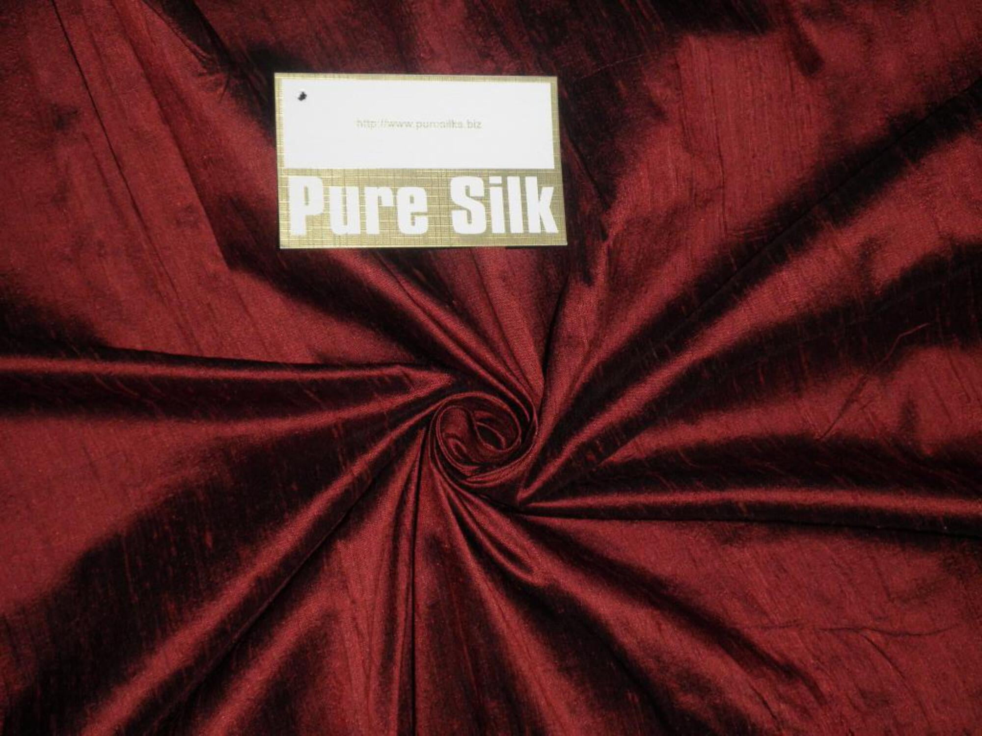 Pure SILK DUPIONI FABRIC Deep Red x Black Shot colour - Walmart.com