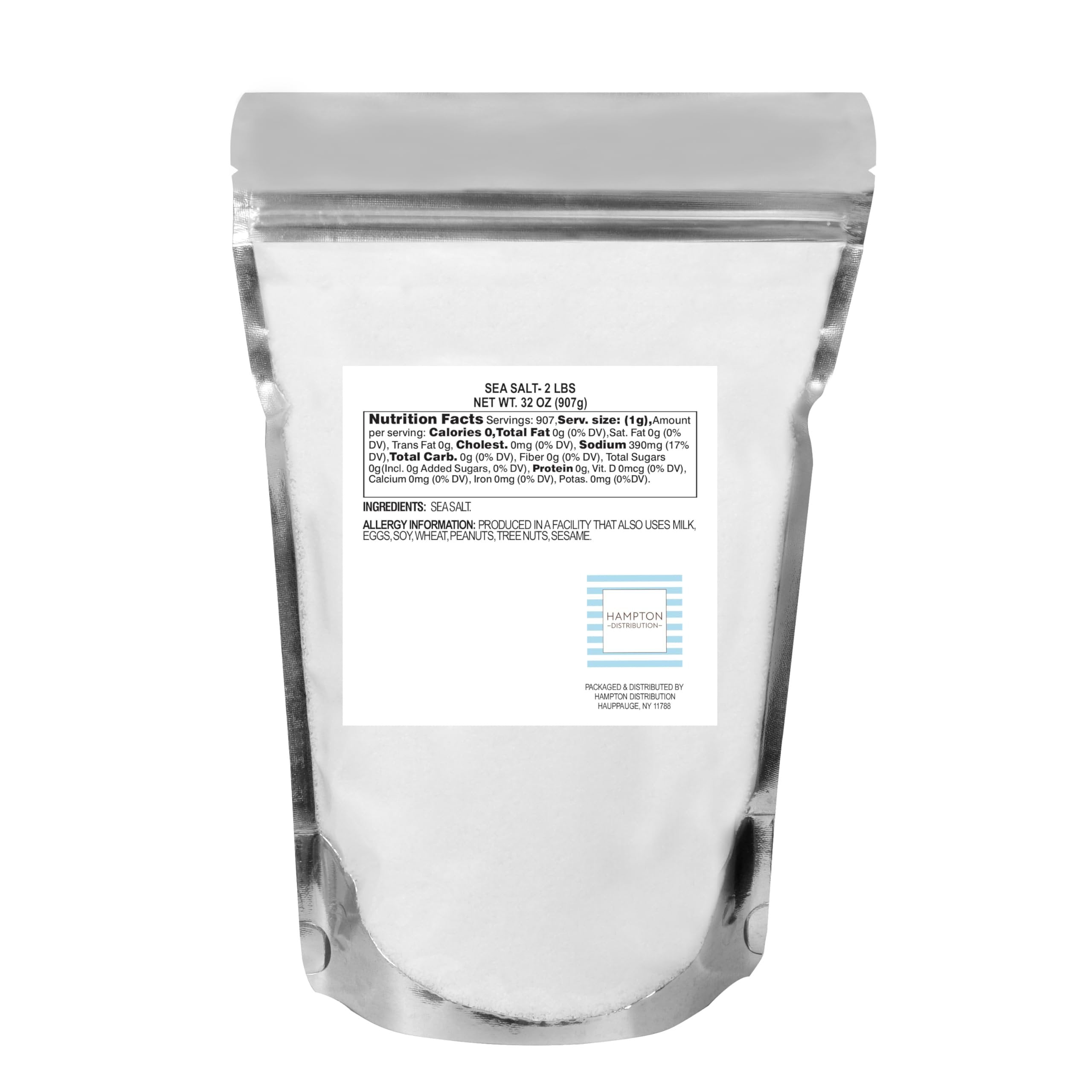 Pure Sea Salt, 2 Pound Resealable Bag, All-Natural, Perfect for Cooking ...