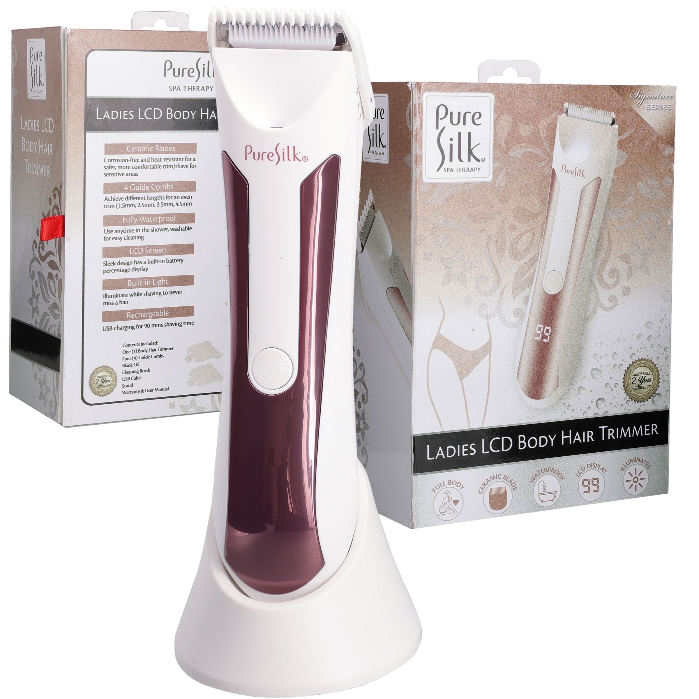 Pure Silk Ladies LCD Body Hair Trimmer with Waterproof Ceramic Blades ...