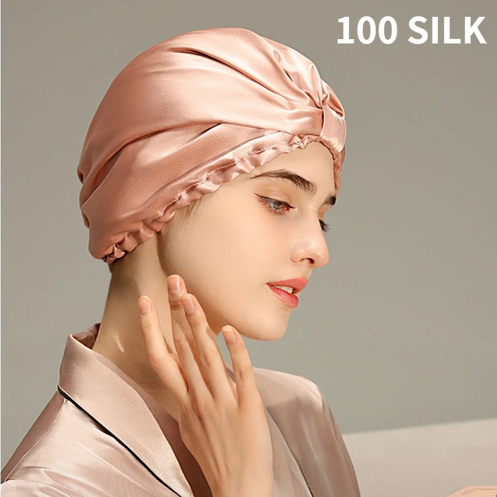 Pure Silk Night Caps Mulberry Silk Sleeping Bonnet Hair Loss Hat ...