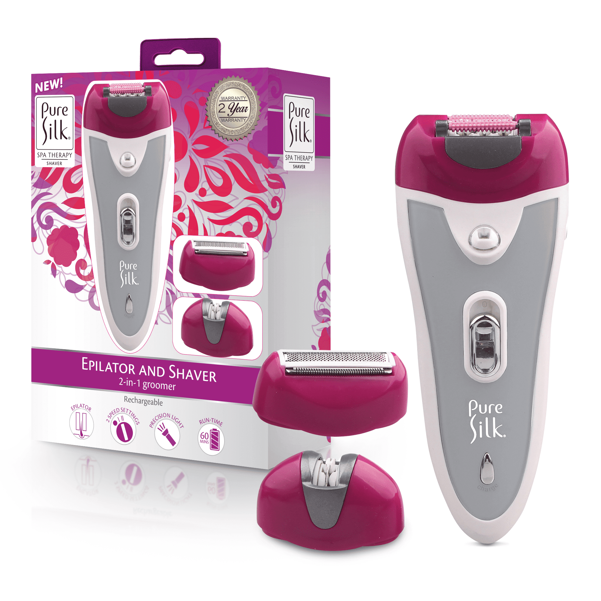 Pure Silk Spa Therapy 3-in-1 Groomer with Epilator, Shaver, Precision ...