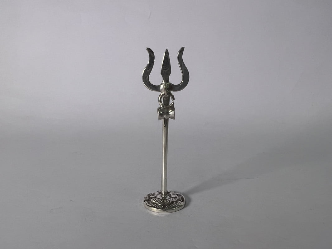 Pure Silver Antique Trishool, Shiva Trishul, Shiva mandir Trishul ...