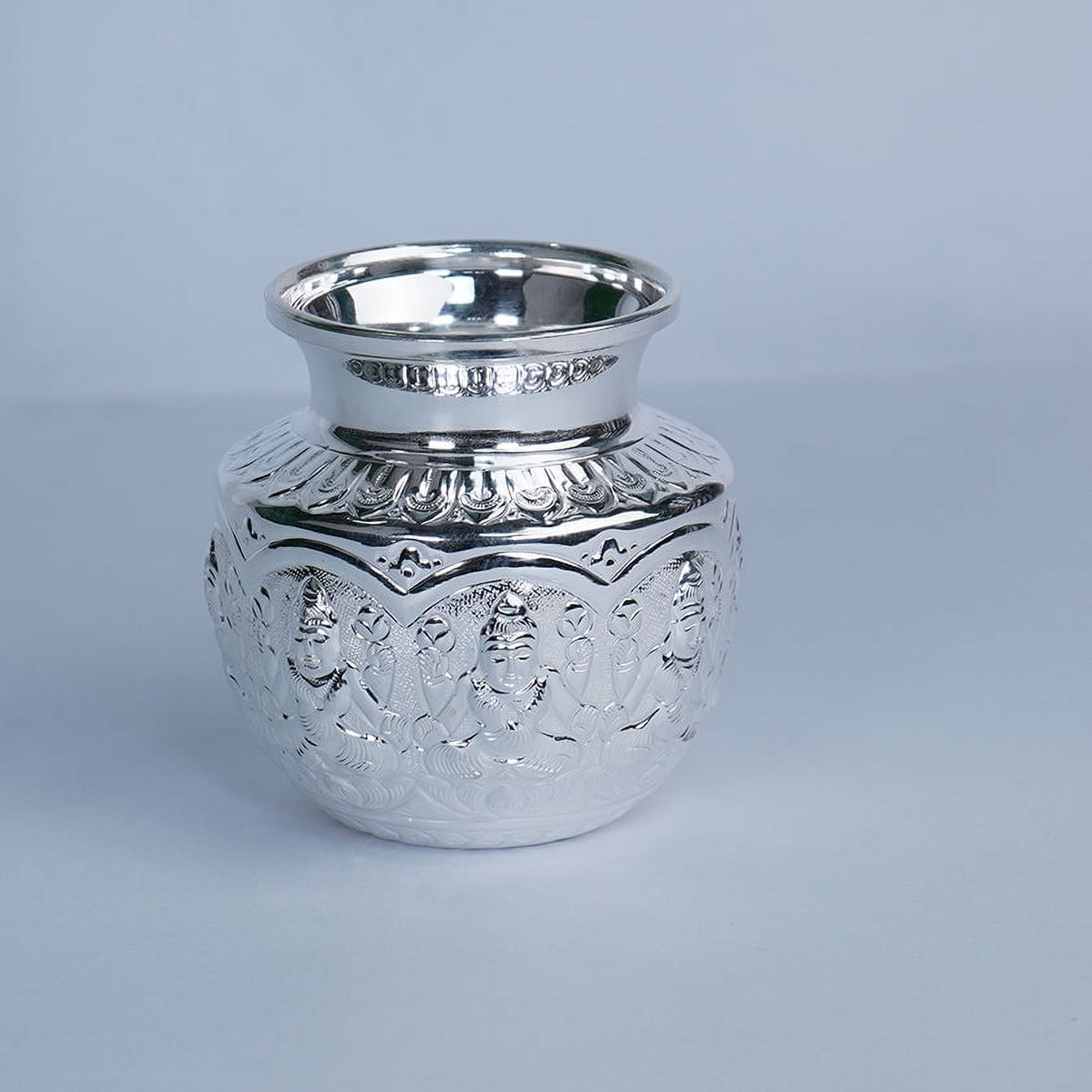 Pure Silver Asthalaxmi Design Kalasham 91g, For Pooja Water or Milk ...