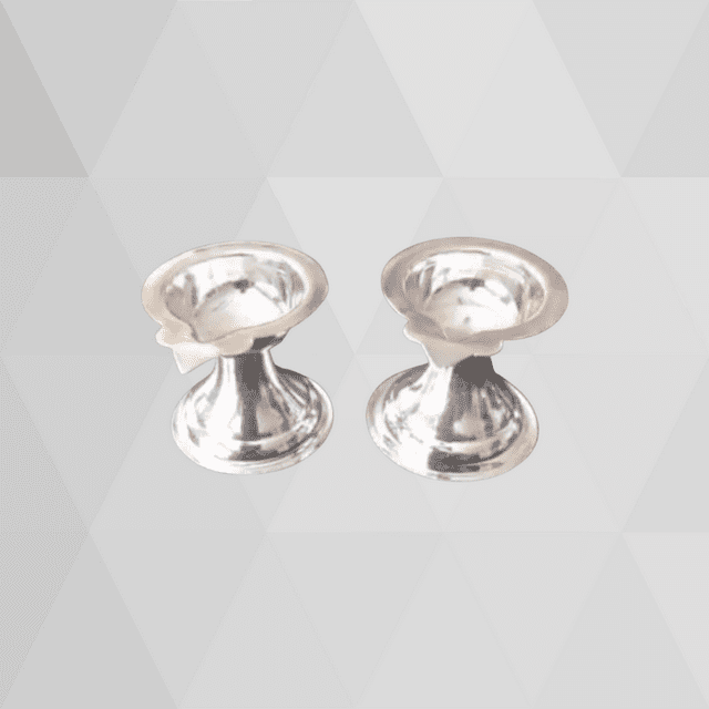 Pure Silver Diyas Pair, Diya Temple Pooja, Dia for Temple, Deepak for ...
